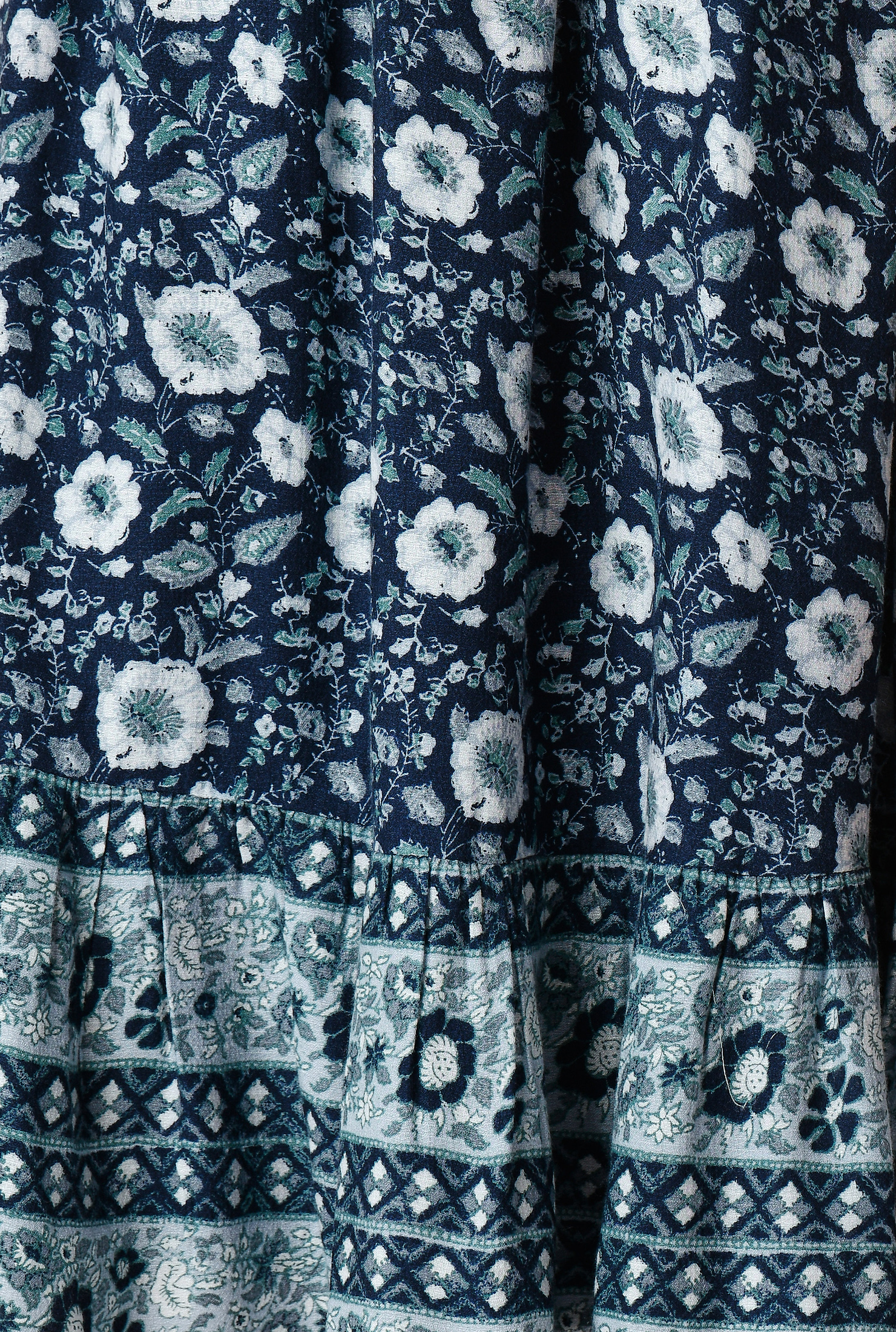 Shop Ruffle flounce floral print ruched skirt | eShakti