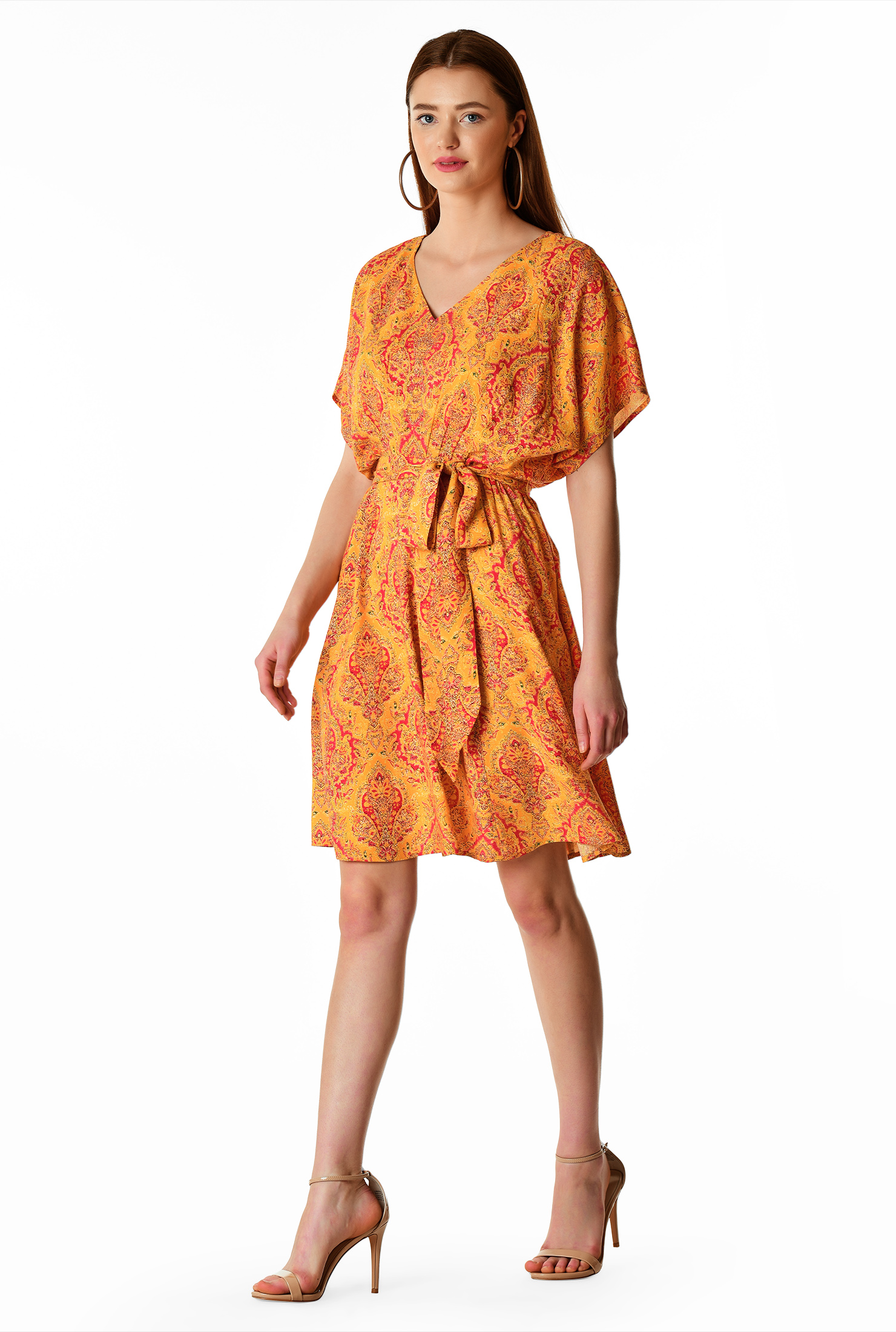 Shop Dolman sleeve damask print dress | eShakti