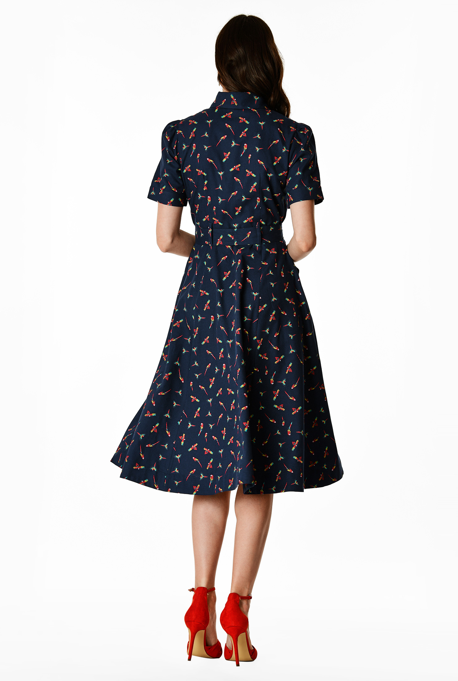 Shop Parrot print cotton shirtdress | eShakti