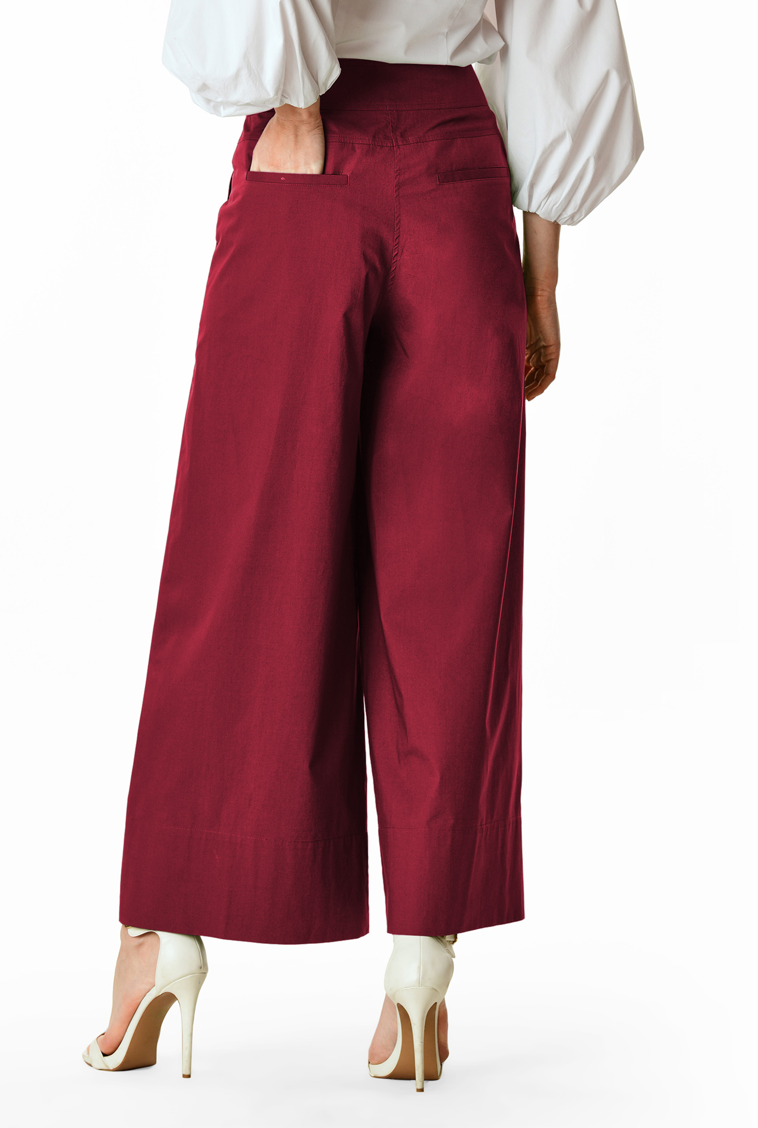 Shop Button front cotton poplin palazzo pants | eShakti