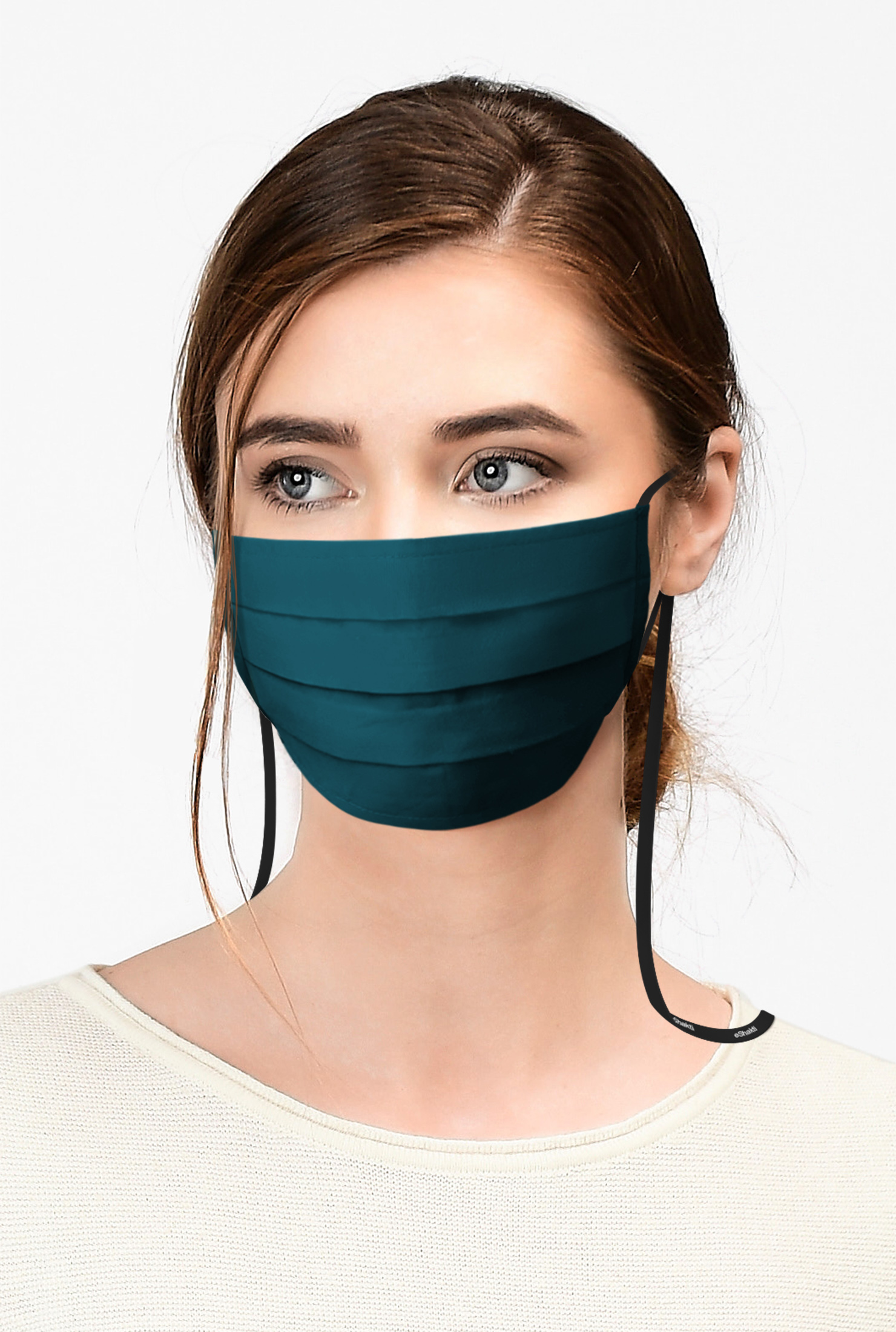 Shop Cotton poplin pleated face mask | eShakti