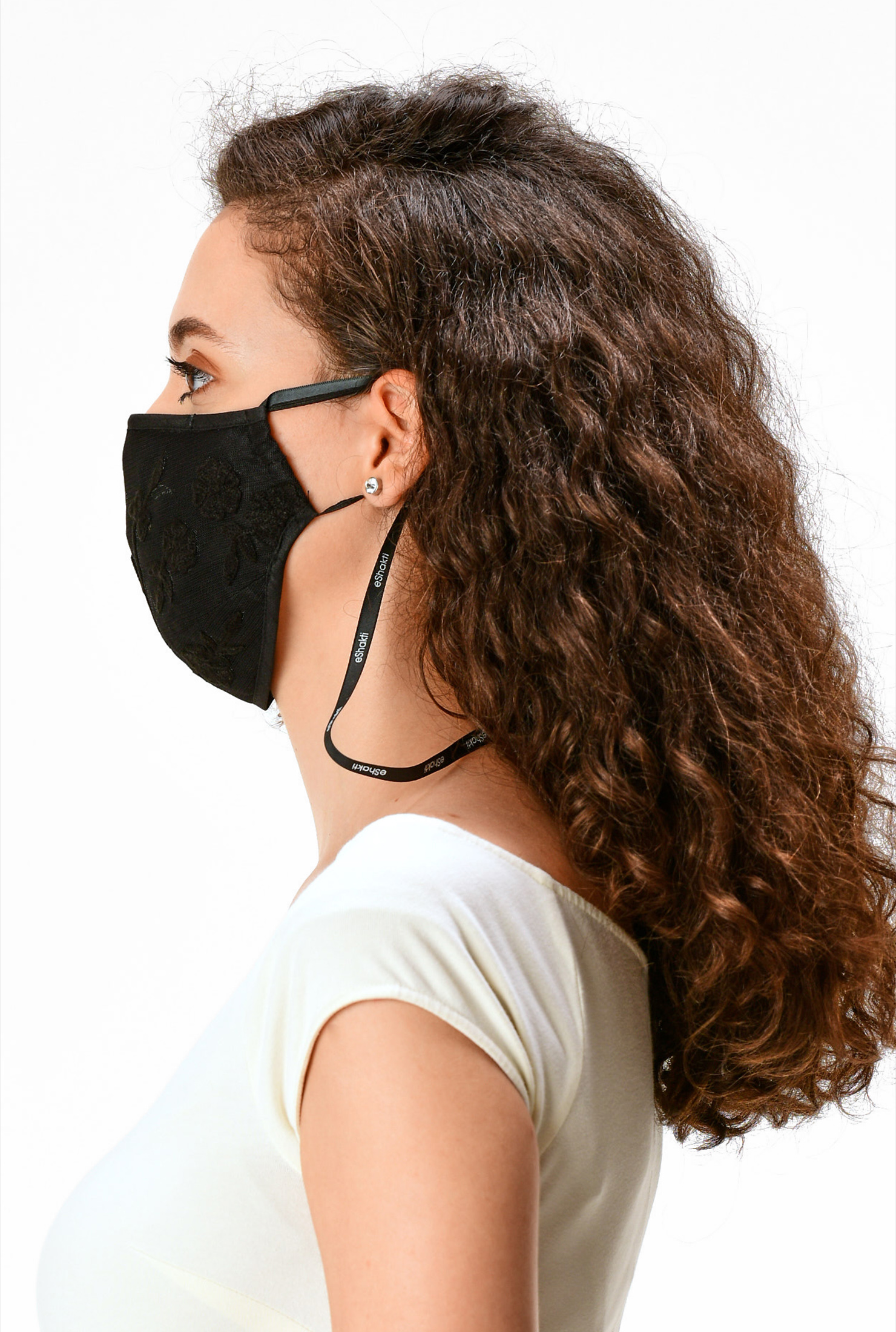 Shop Floral vine embroidery dupioni shaped face mask | eShakti