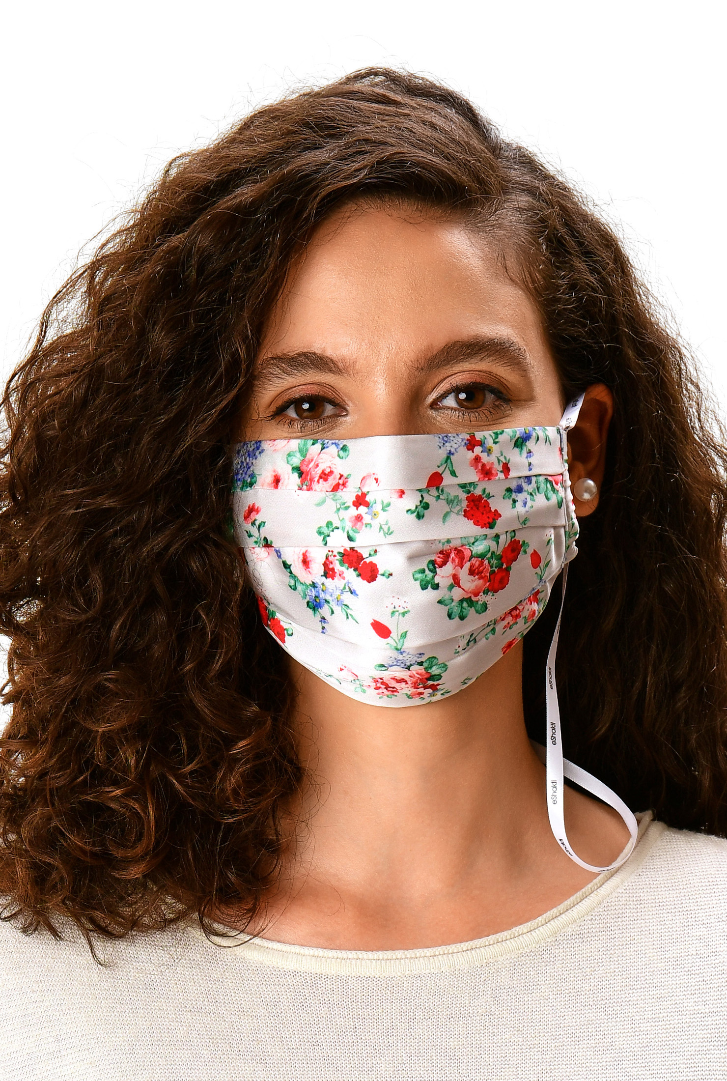 Shop Floral print satin pleated face mask | eShakti