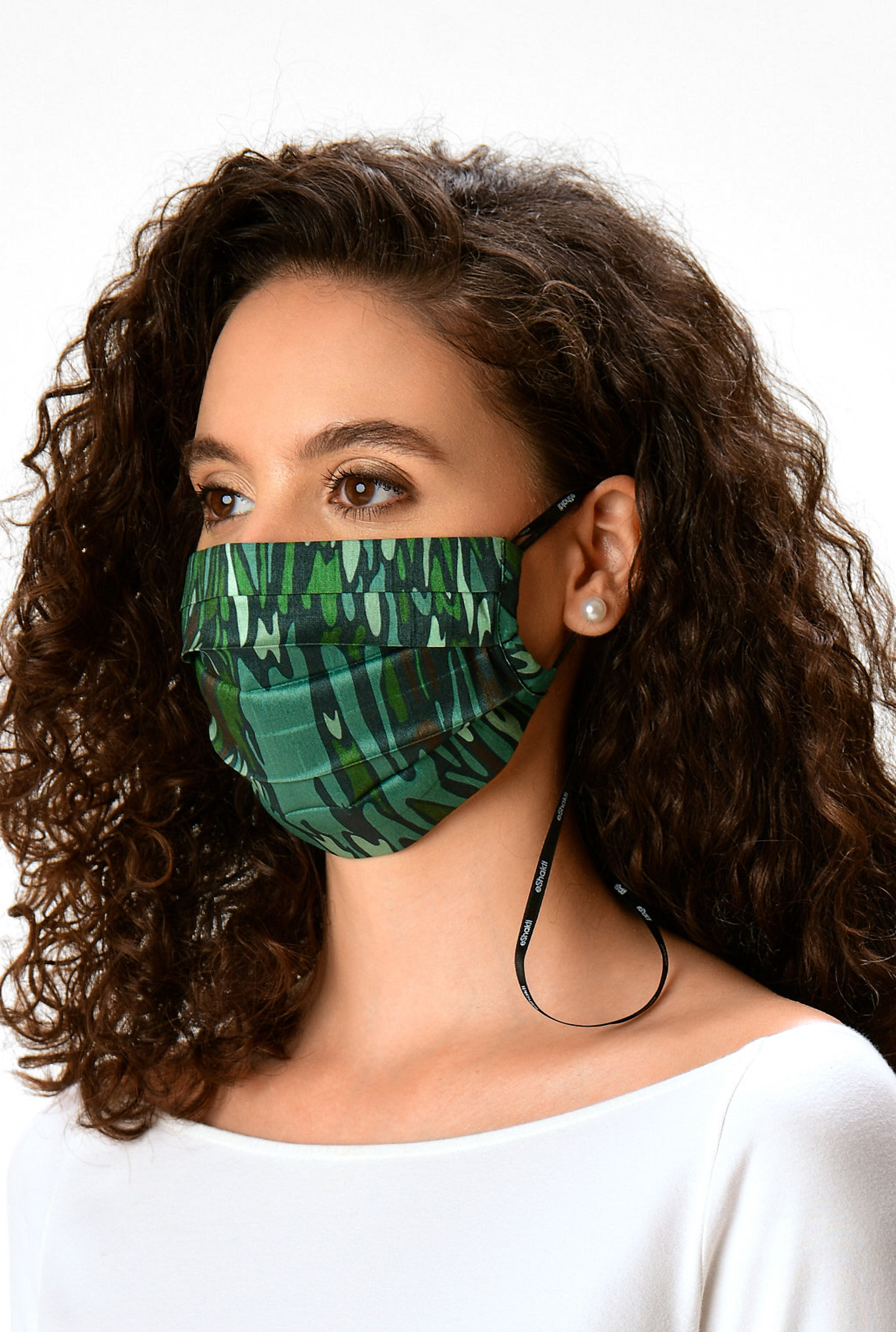 Shop Graphic print dupioni pleated face mask | eShakti