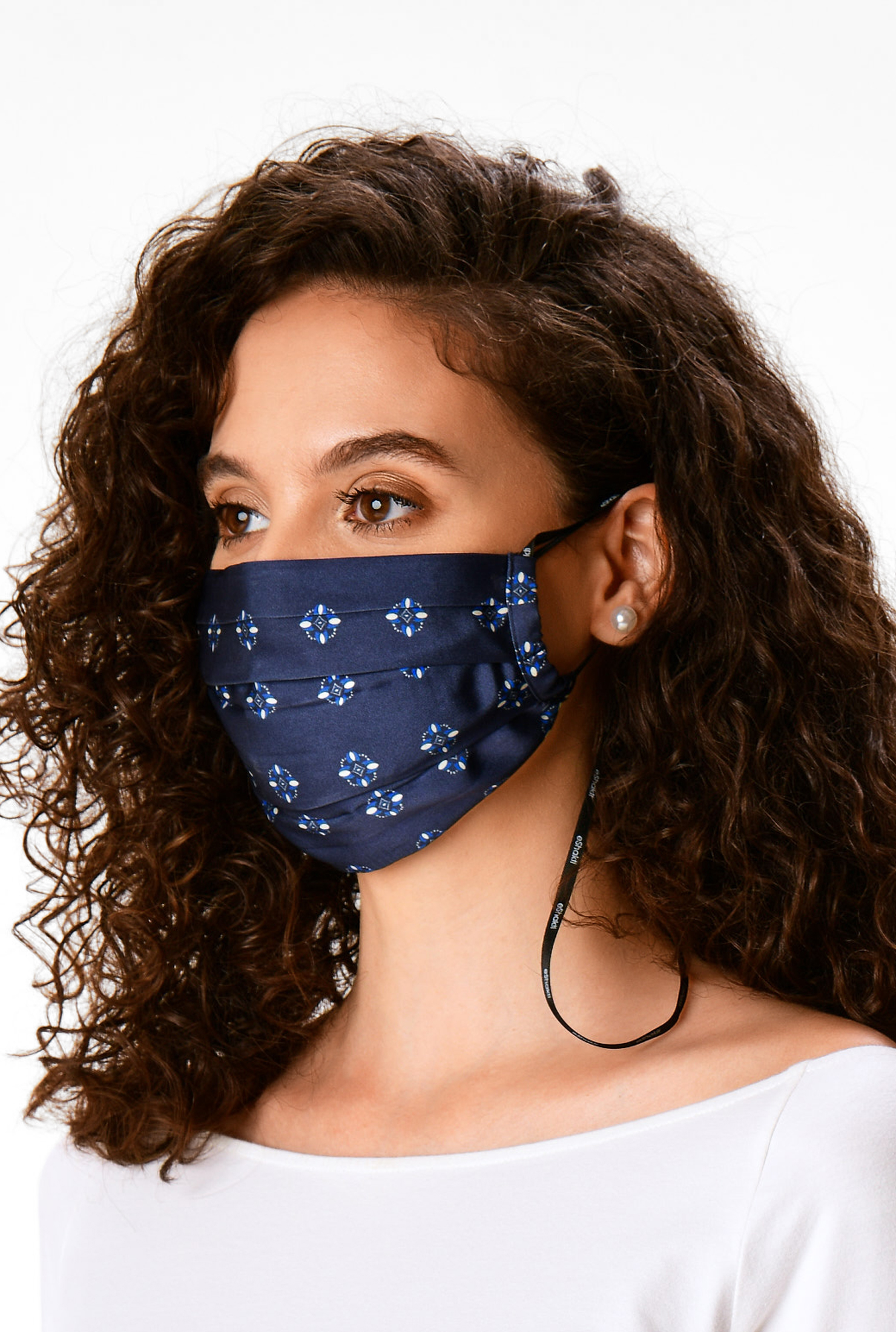 Shop Graphic floral print satin pleated face mask | eShakti