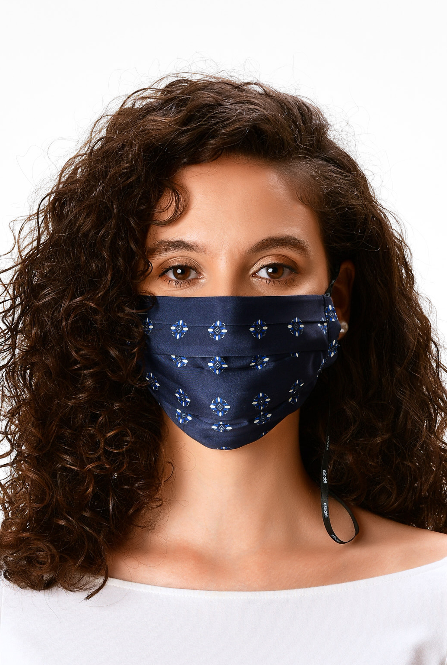 Shop Graphic floral print satin pleated face mask | eShakti