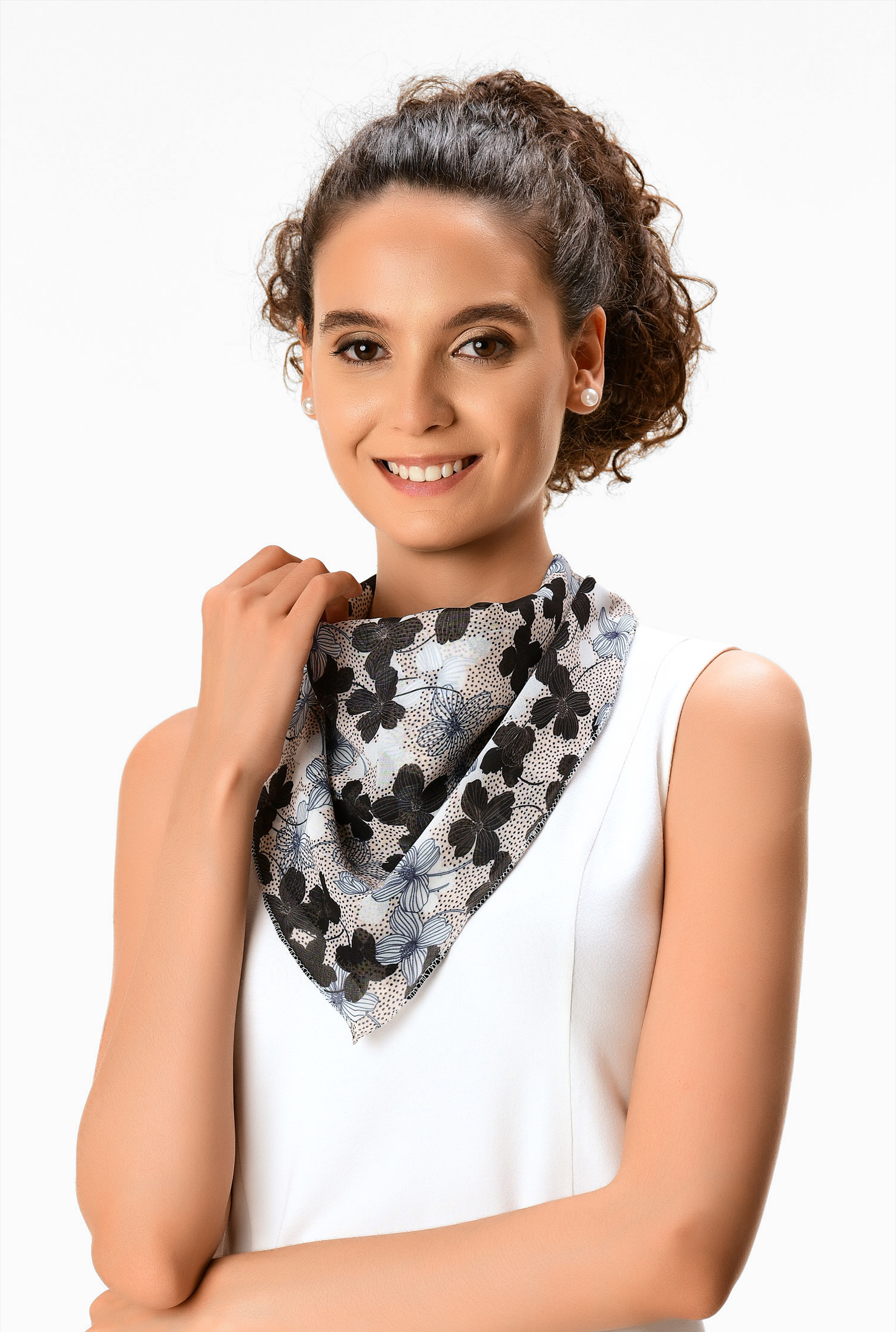 Shop Floral dot print georgette scarf mask | eShakti