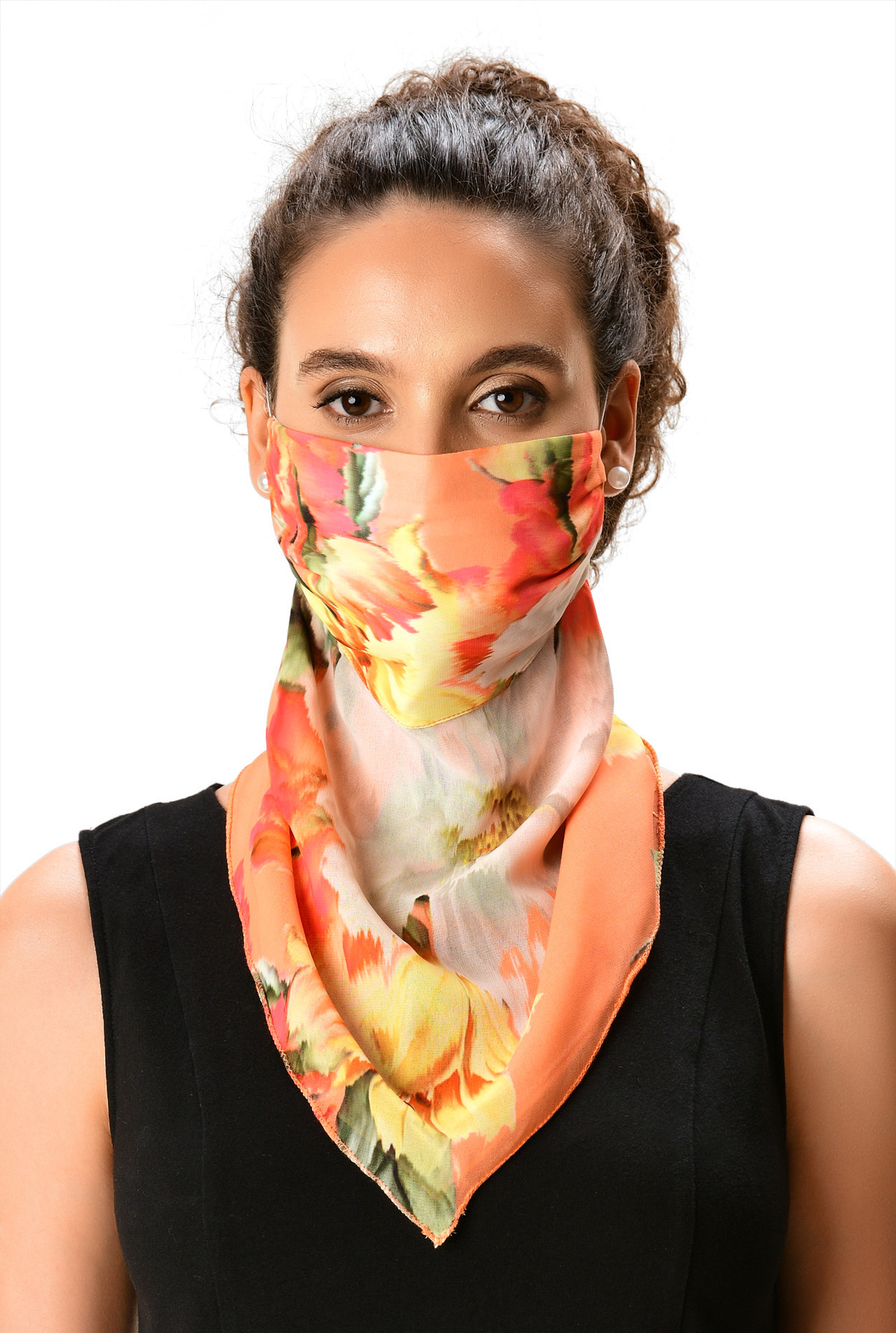 Shop Washed floral print georgette scarf mask | eShakti