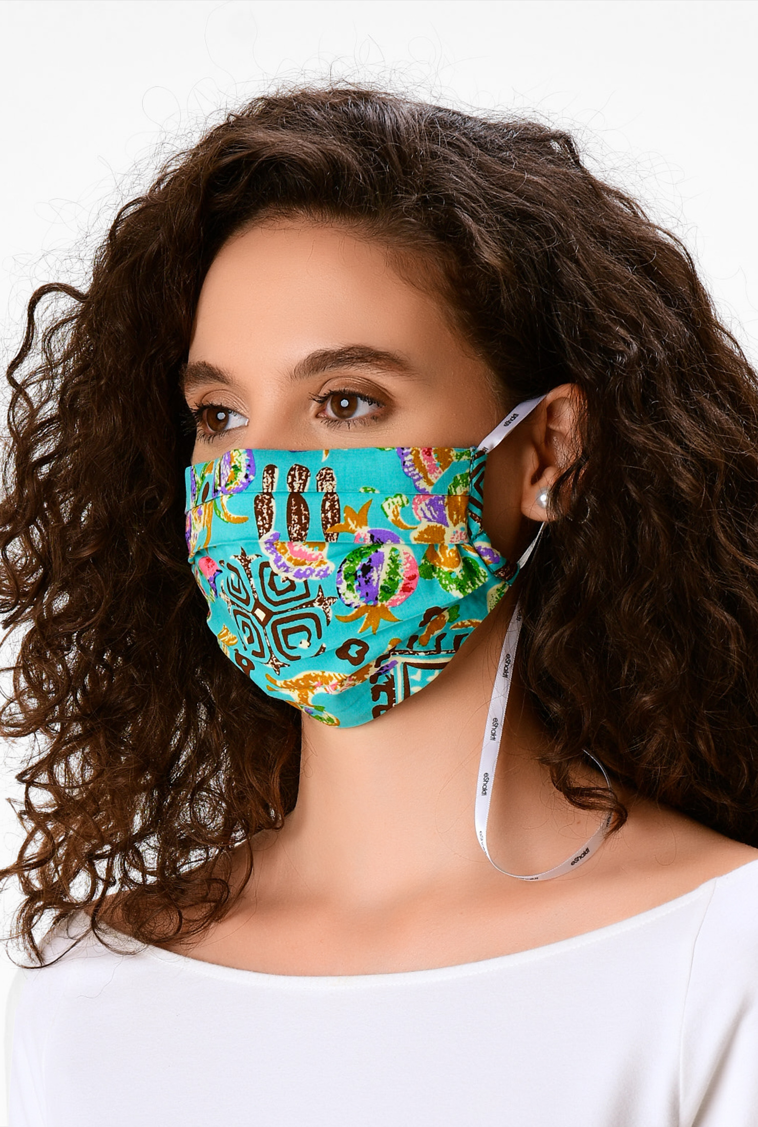Shop Elephant print cotton poplin pleated face mask | eShakti