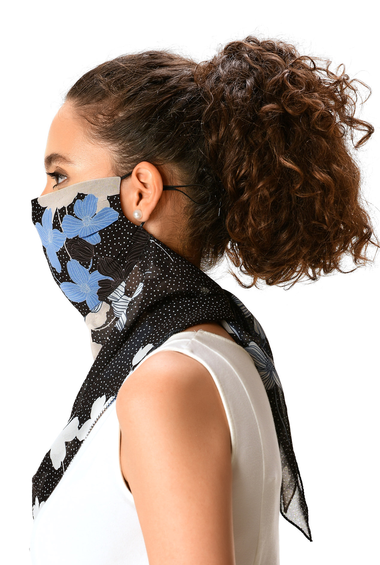 Shop Floral dot print georgette scarf mask | eShakti