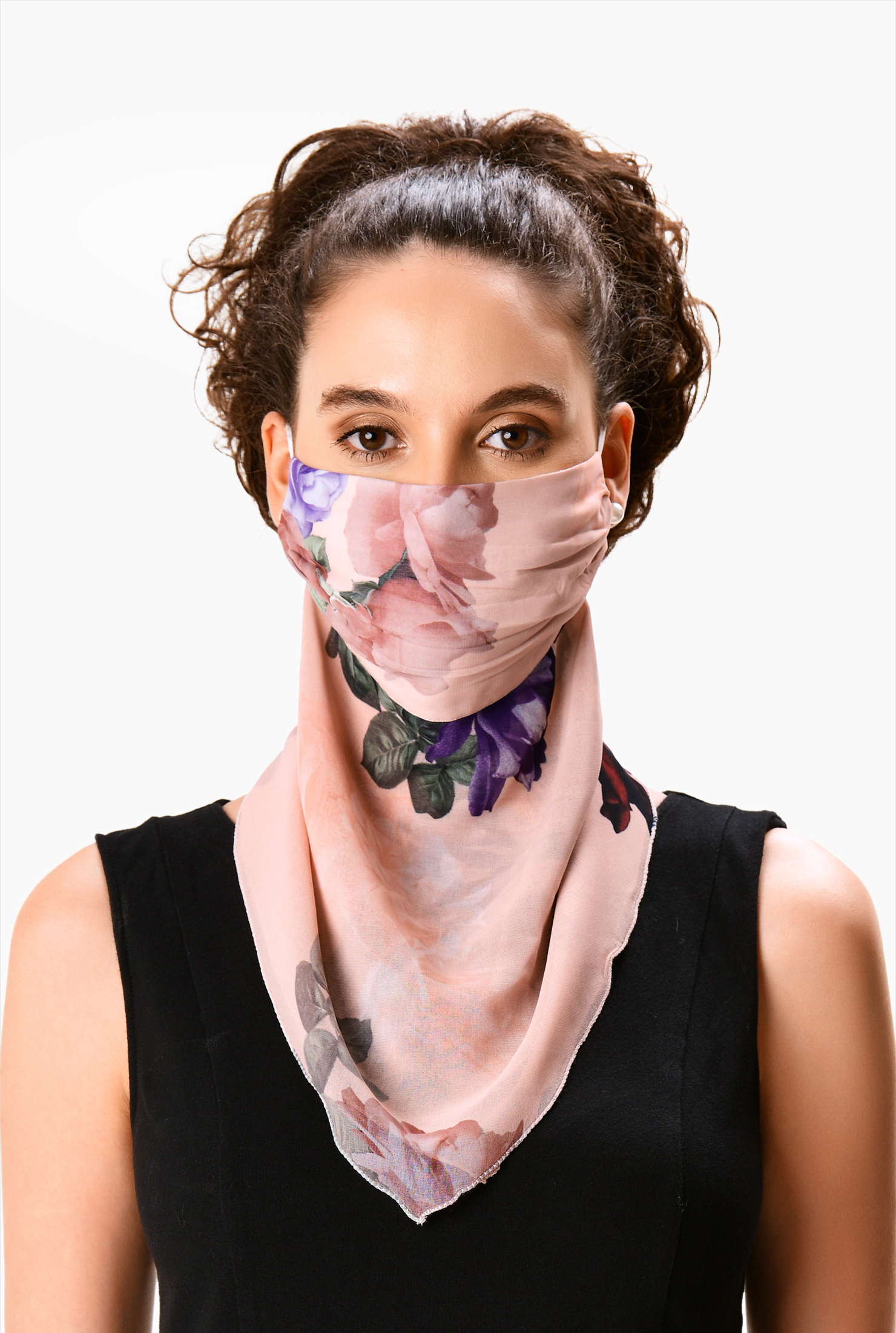 Shop Floral print georgette scarf mask | eShakti