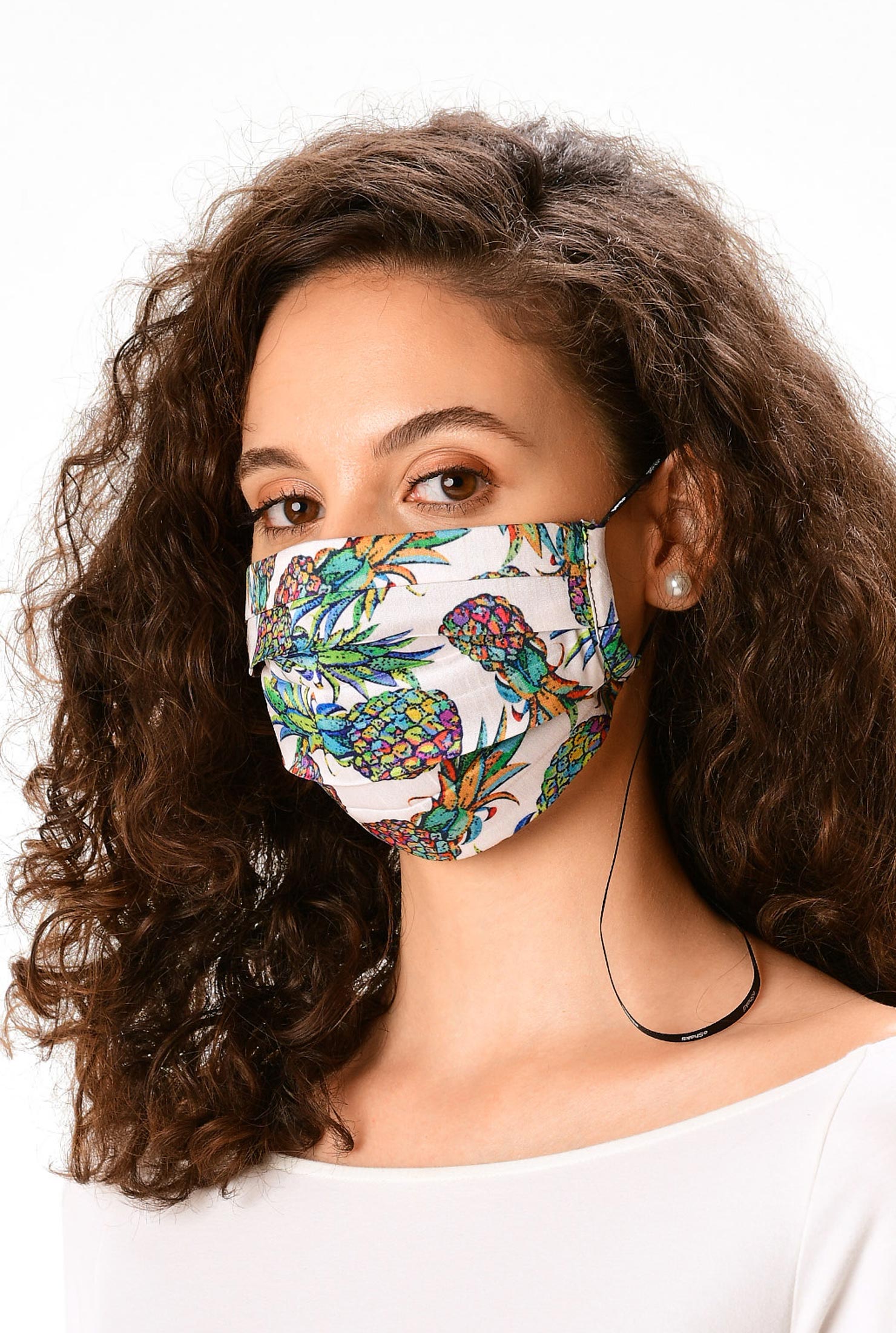 Shop Pineapple print dupioni pleated face mask | eShakti