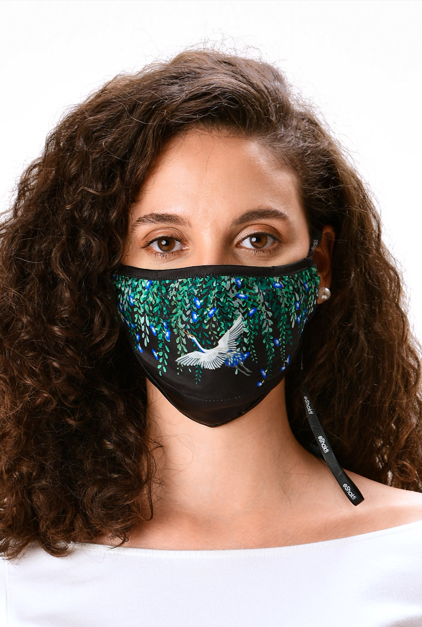 Shop Bird print satin shaped face mask | eShakti