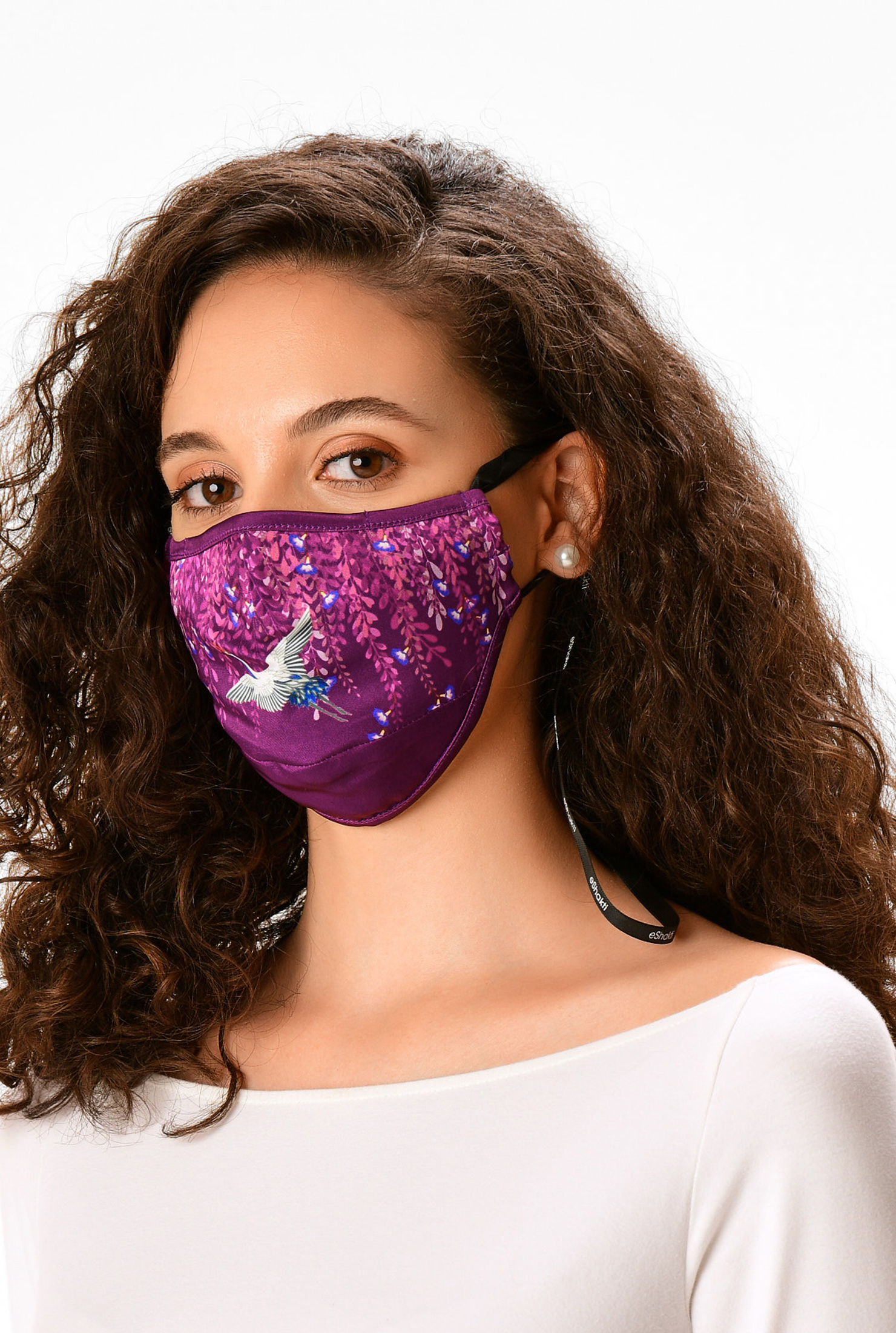 Shop Bird print satin shaped face mask | eShakti