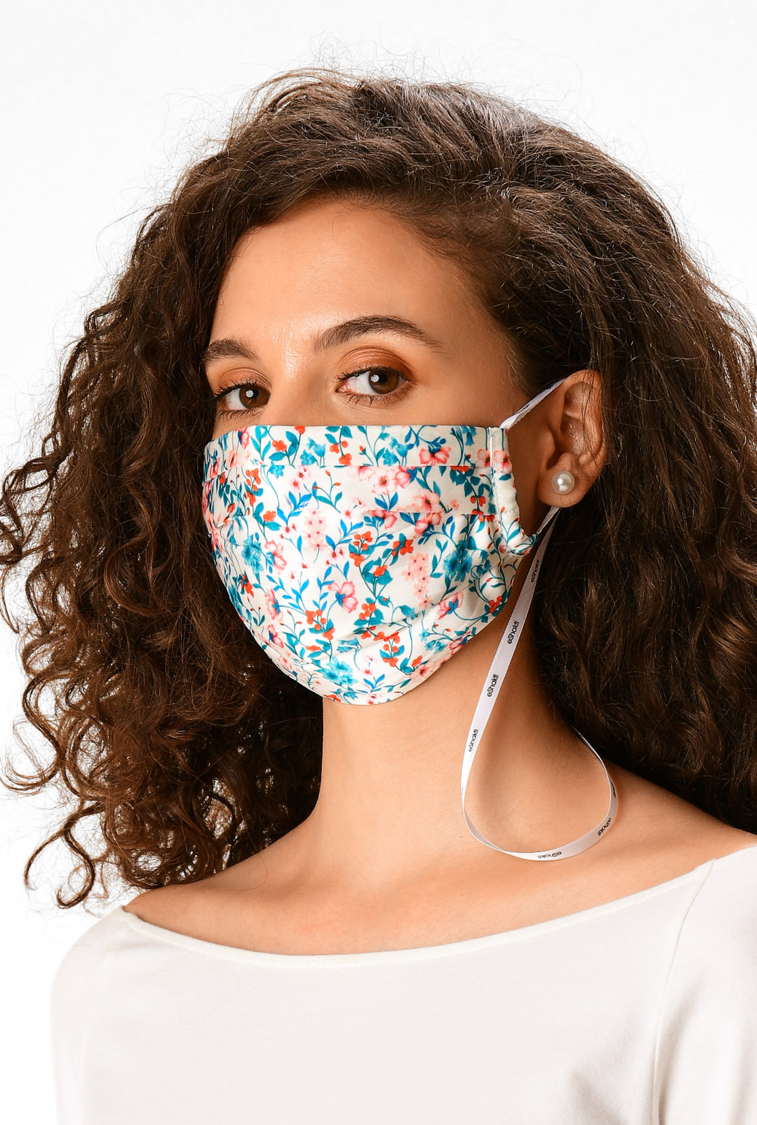 Shop Floral vine print satin pleated face mask | eShakti