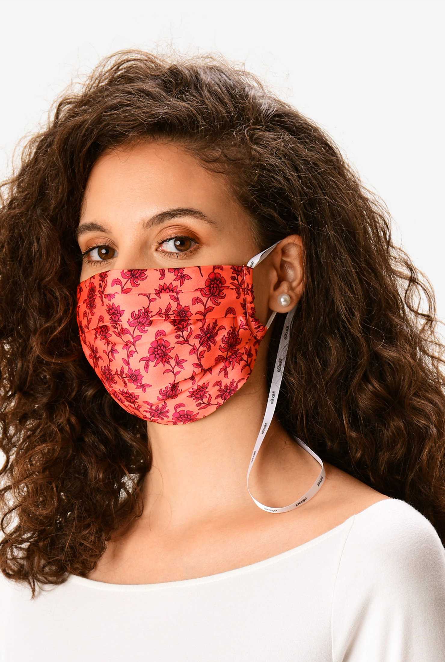 Shop Floral print satin pleated face mask | eShakti