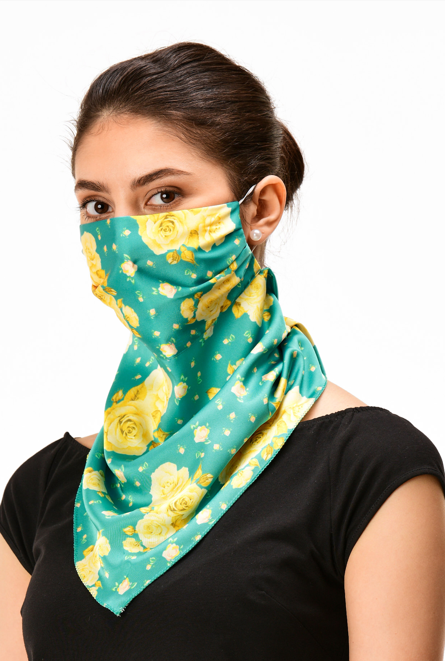 Shop Floral print satin scarf mask | eShakti