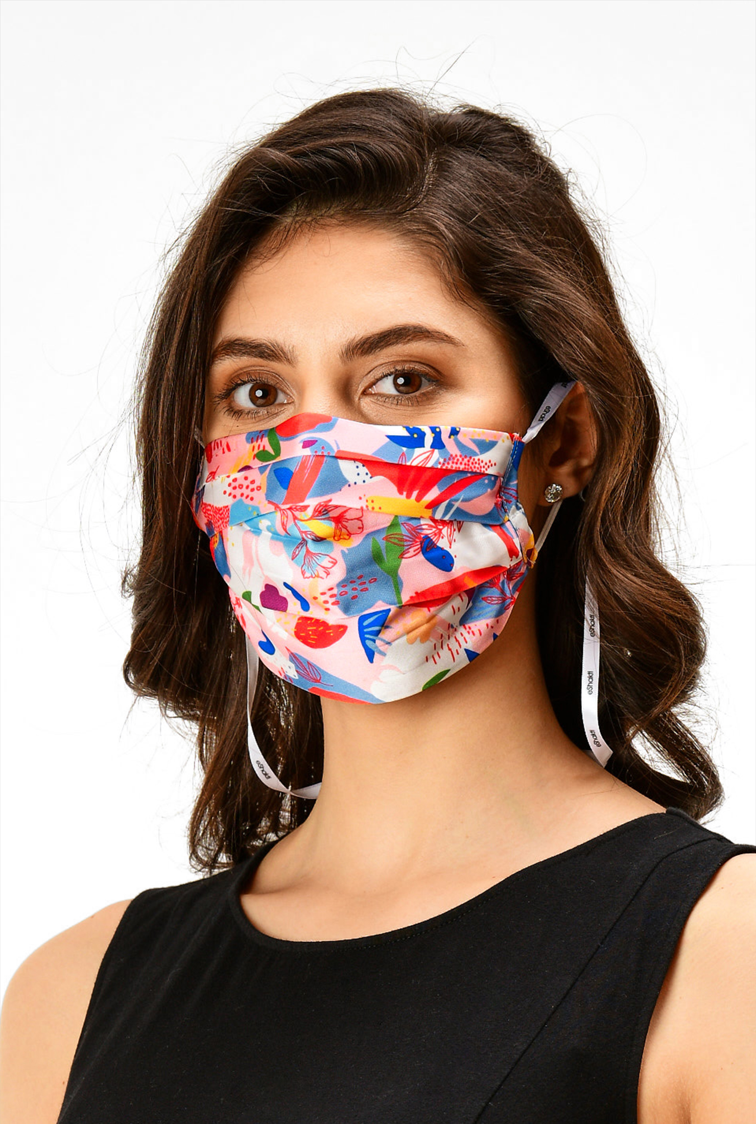 Shop Floral print satin pleated face mask | eShakti