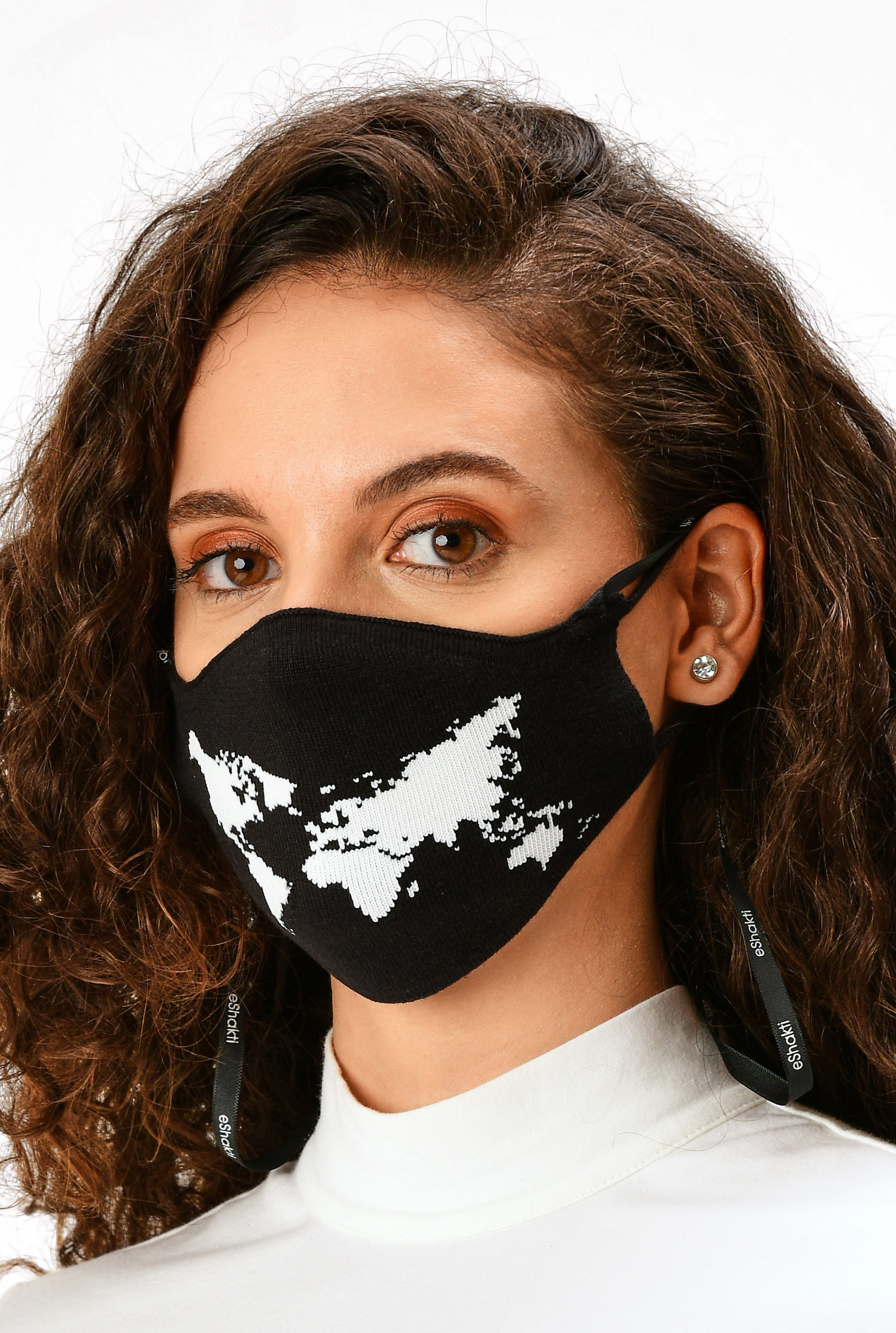 Shop World map cotton knitted two layer face mask | eShakti