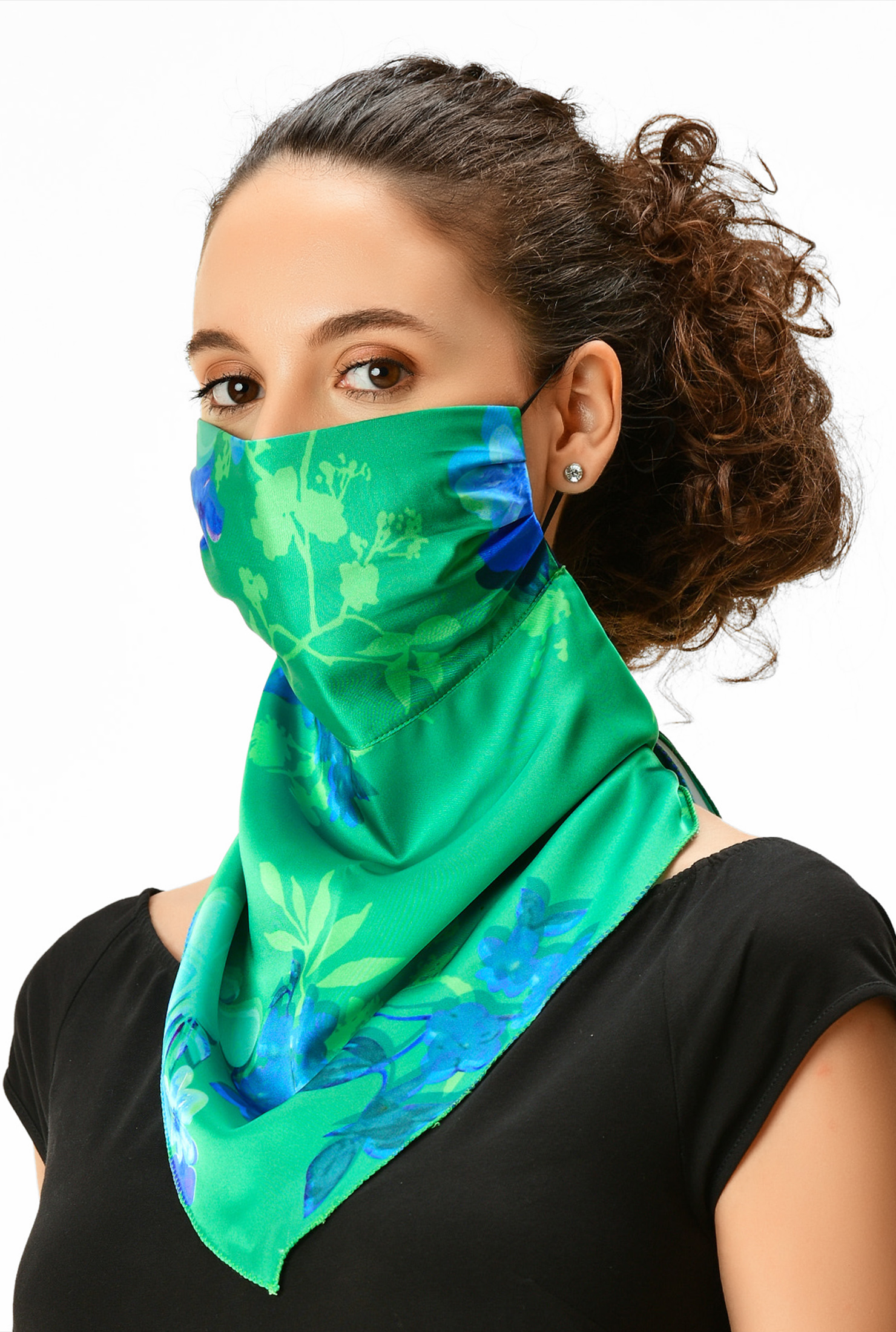 Shop Floral print satin scarf mask | eShakti