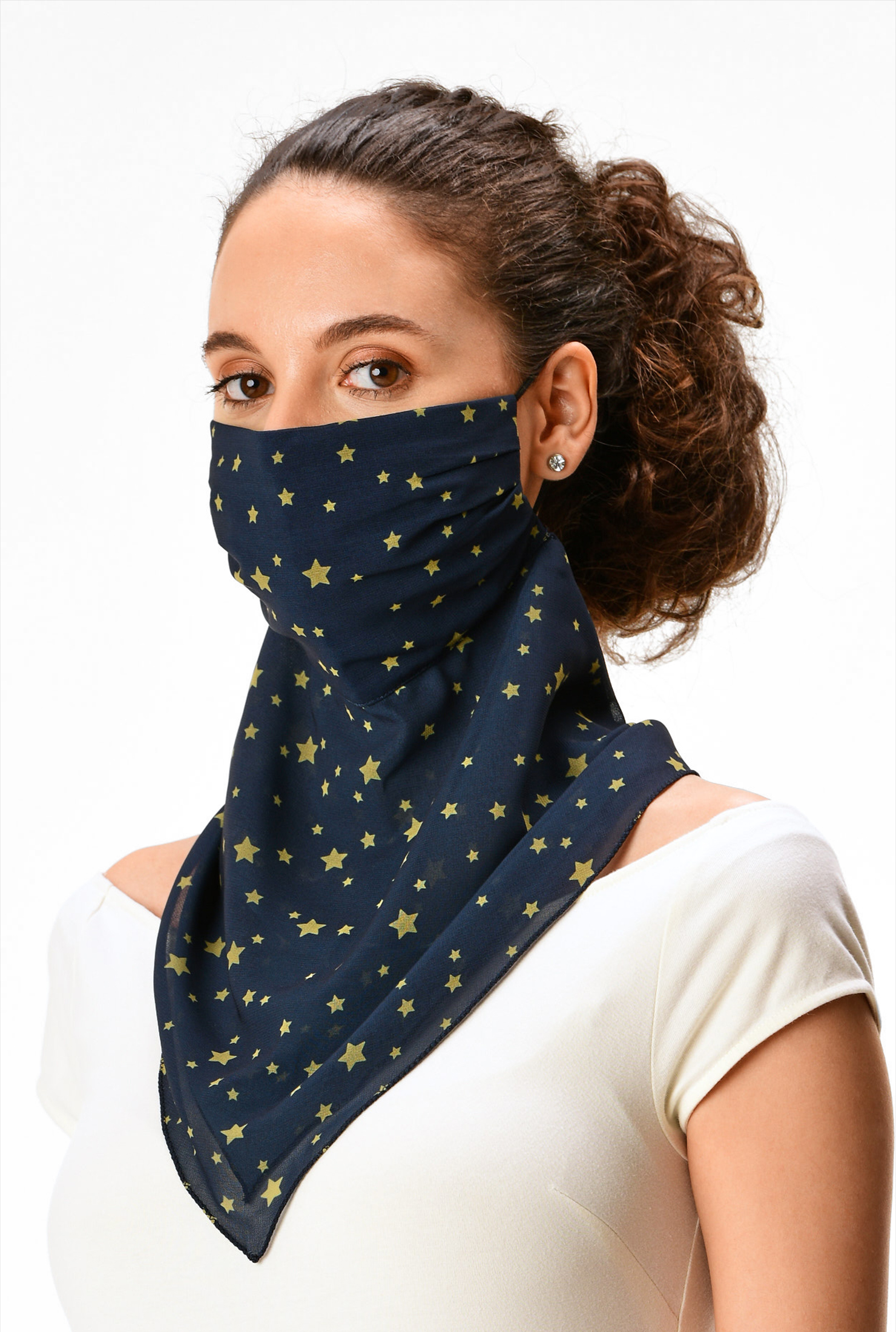 Shop Star print georgette scarf mask | eShakti