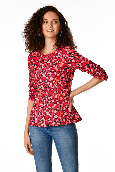 Shop Graphic floral print matte crepe top | eShakti