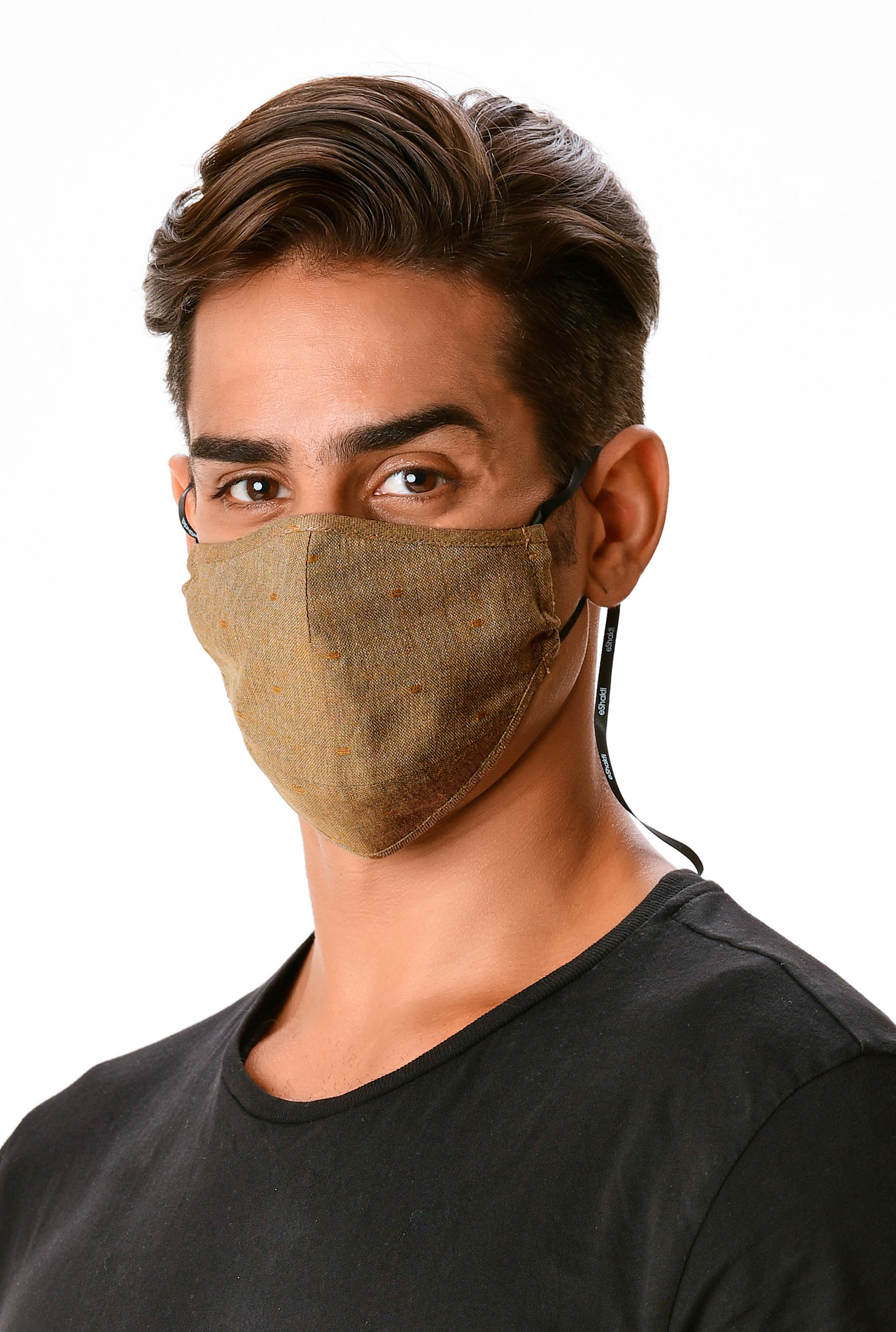 Shop Dot cotton chambray shaped mens face mask | eShakti