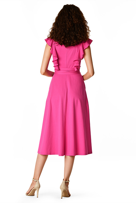 Shop Ruffle cotton knit wrap dress | eShakti