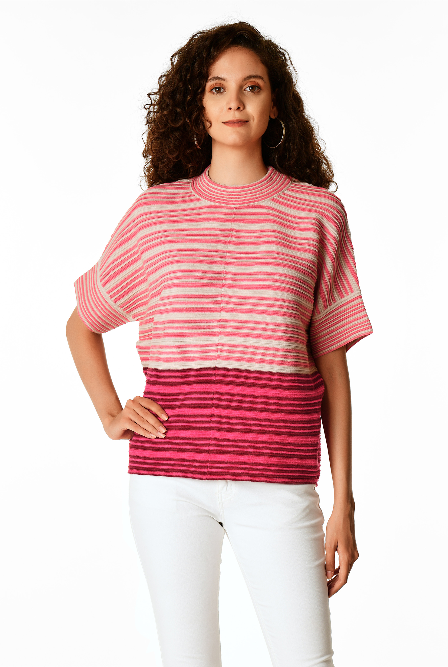 Shop Stripe knit light boxy sweater | eShakti
