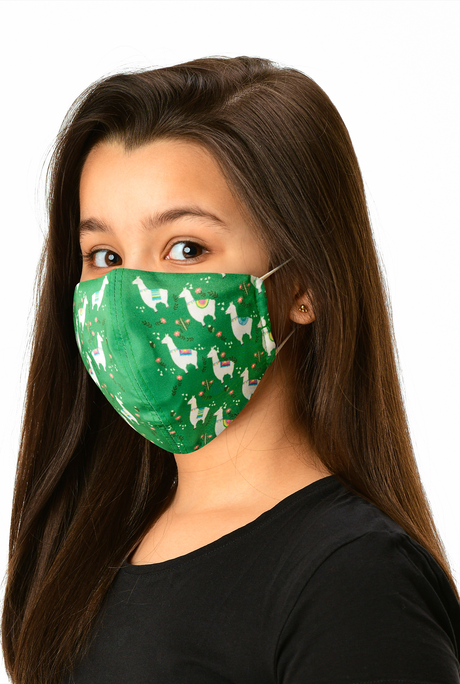 Shop Llama print satin shaped kids face mask | eShakti