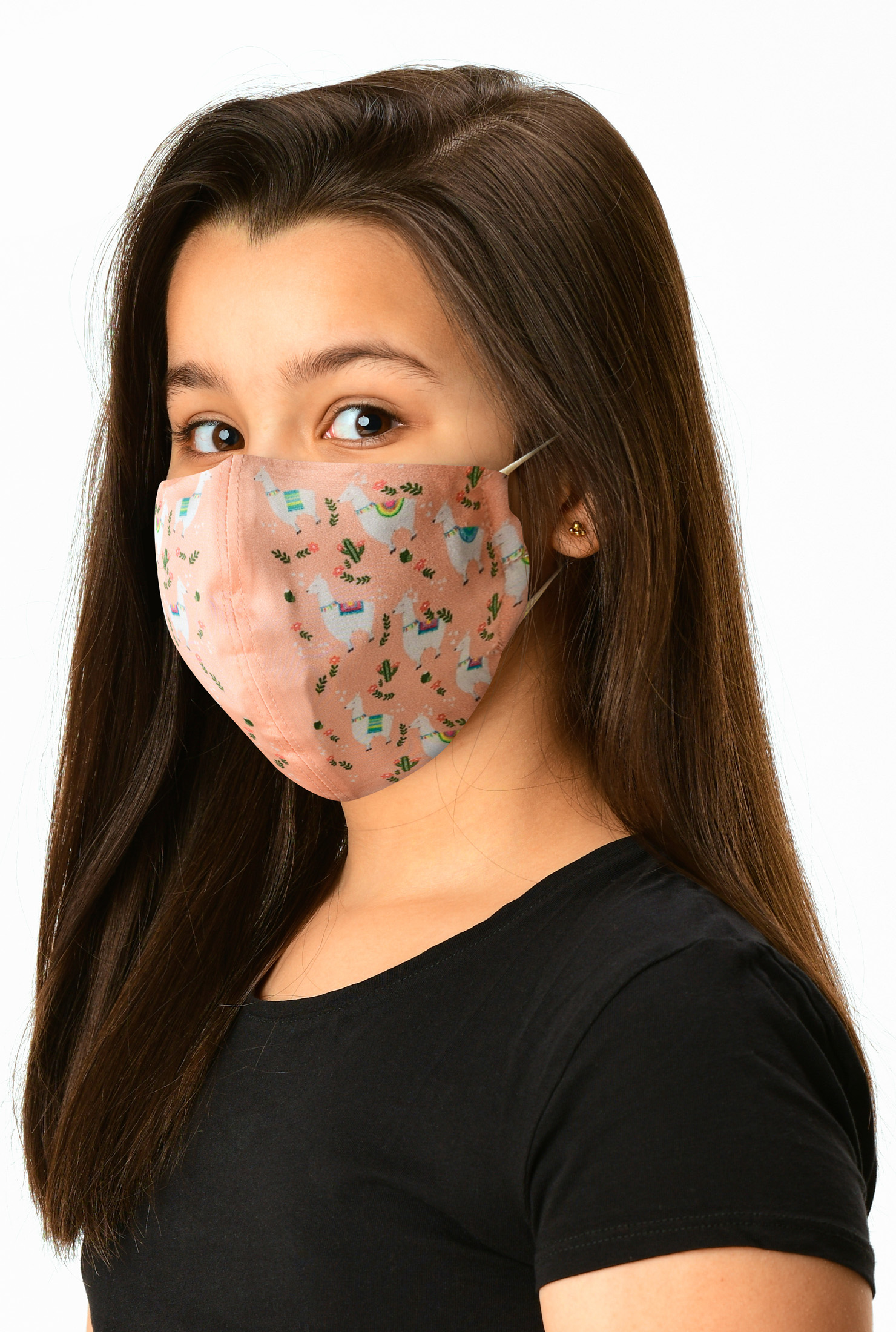 Shop Llama print satin shaped kids face mask | eShakti