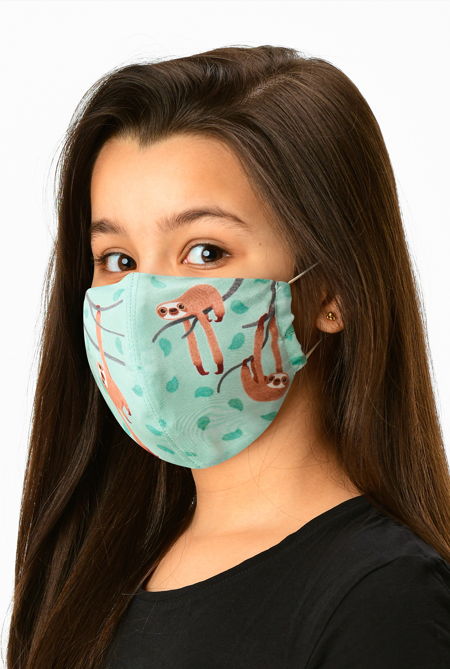 Shop Sloth bear print satin shaped kids face mask | eShakti