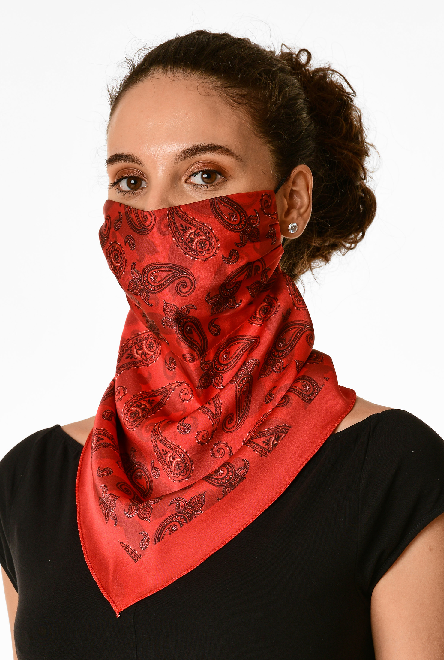 Shop Paisley print satin scarf mask | eShakti