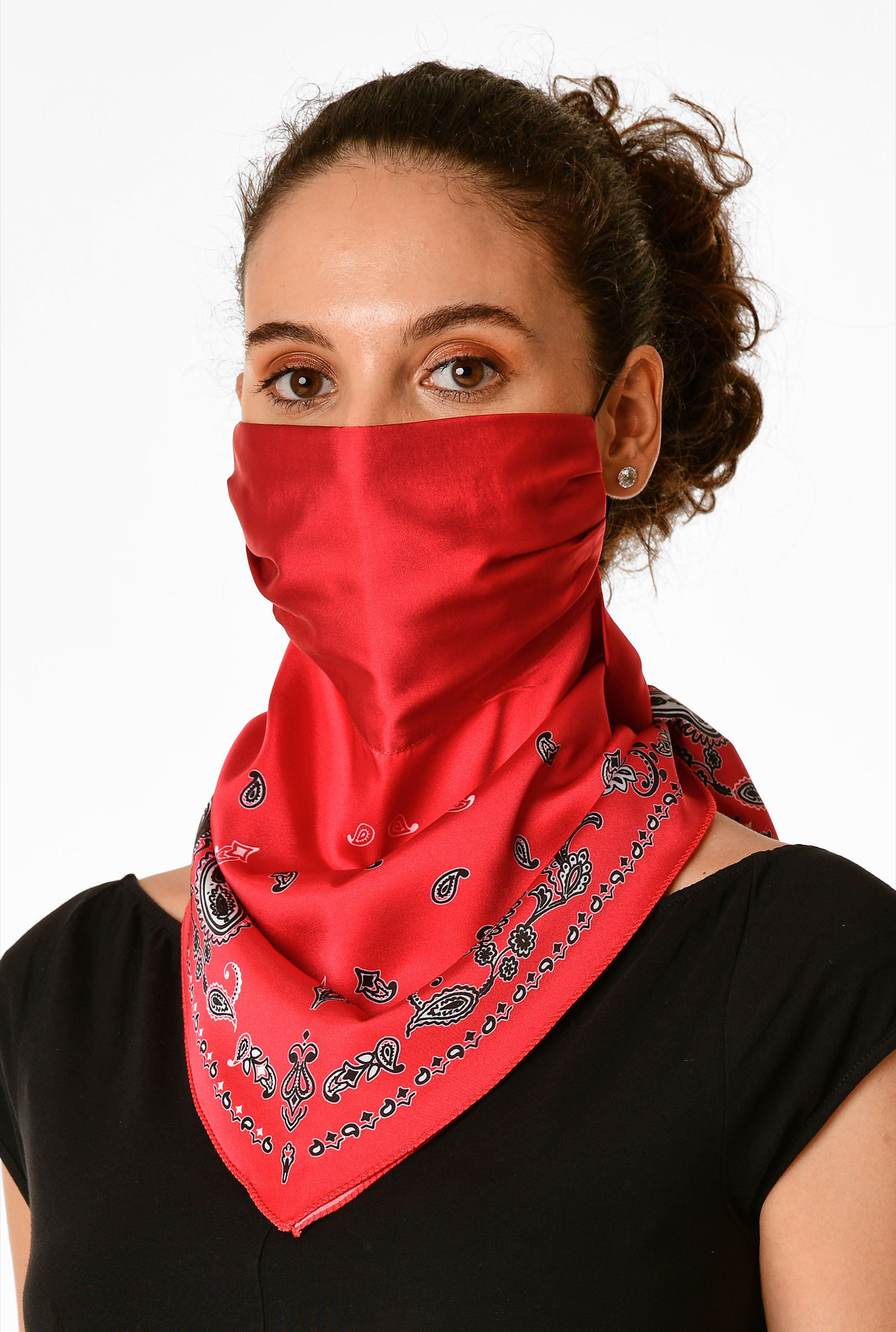 Shop Paisley print satin scarf mask | eShakti