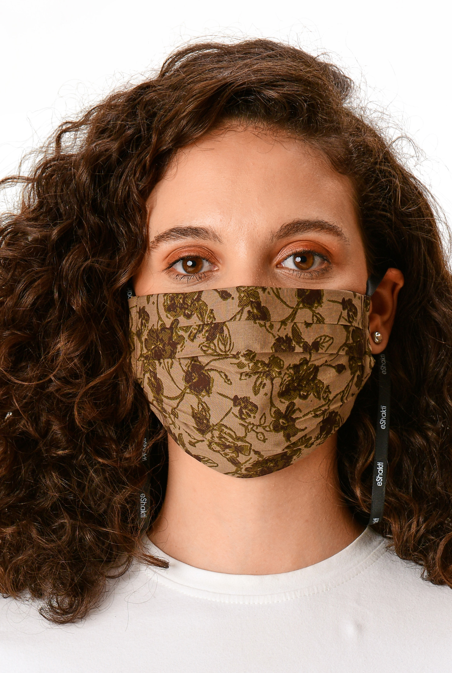 Shop Floral print cotton poplin pleated face mask | eShakti