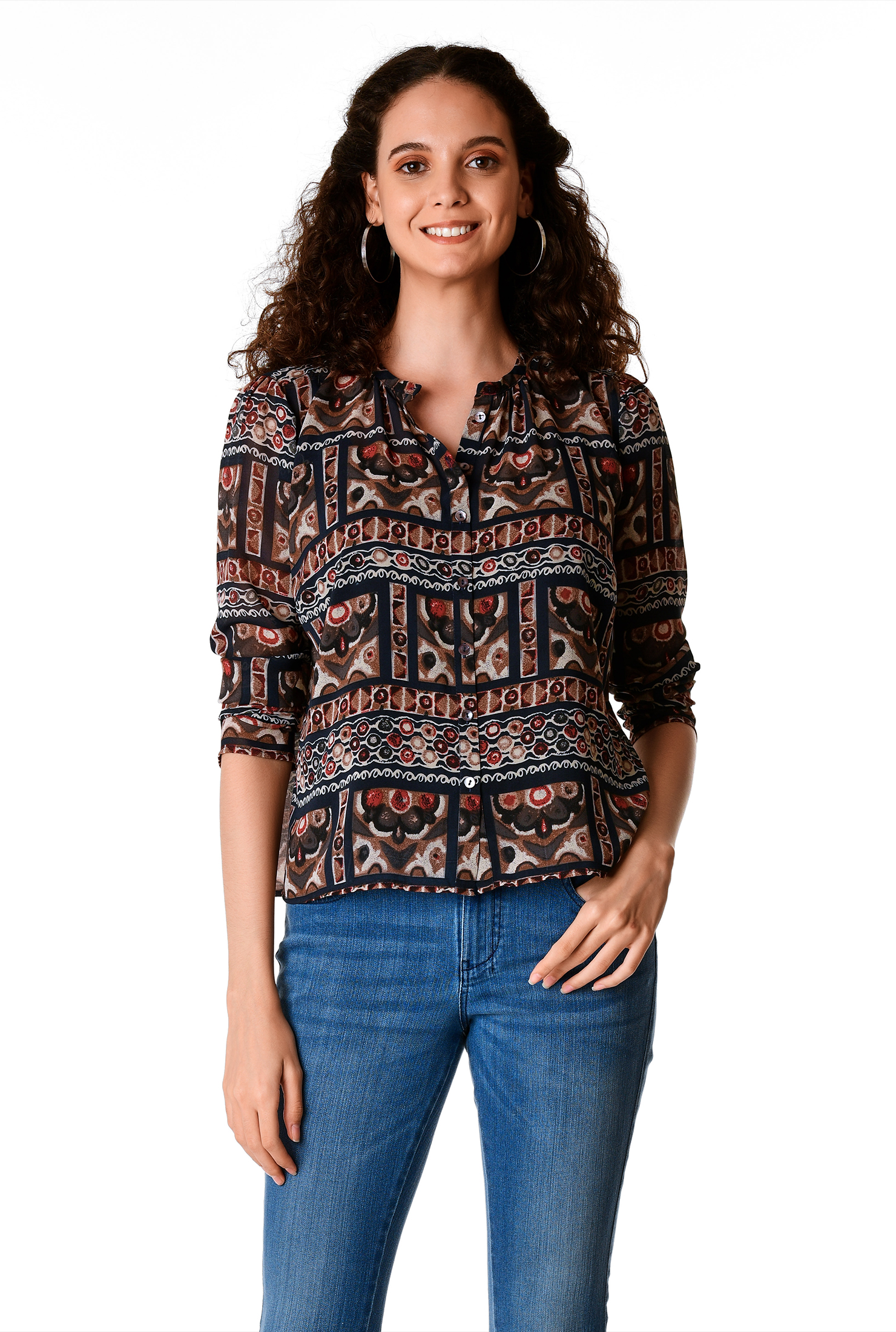 Shop Graphic print georgette blouse | eShakti
