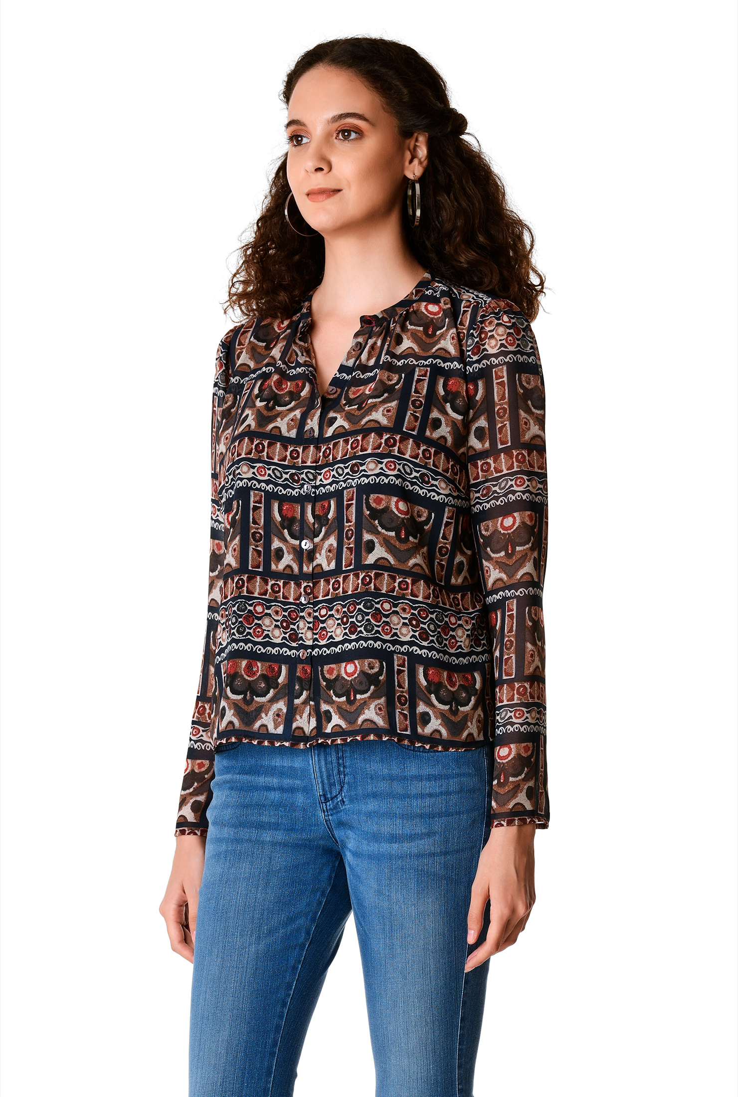 Shop Graphic print georgette blouse | eShakti