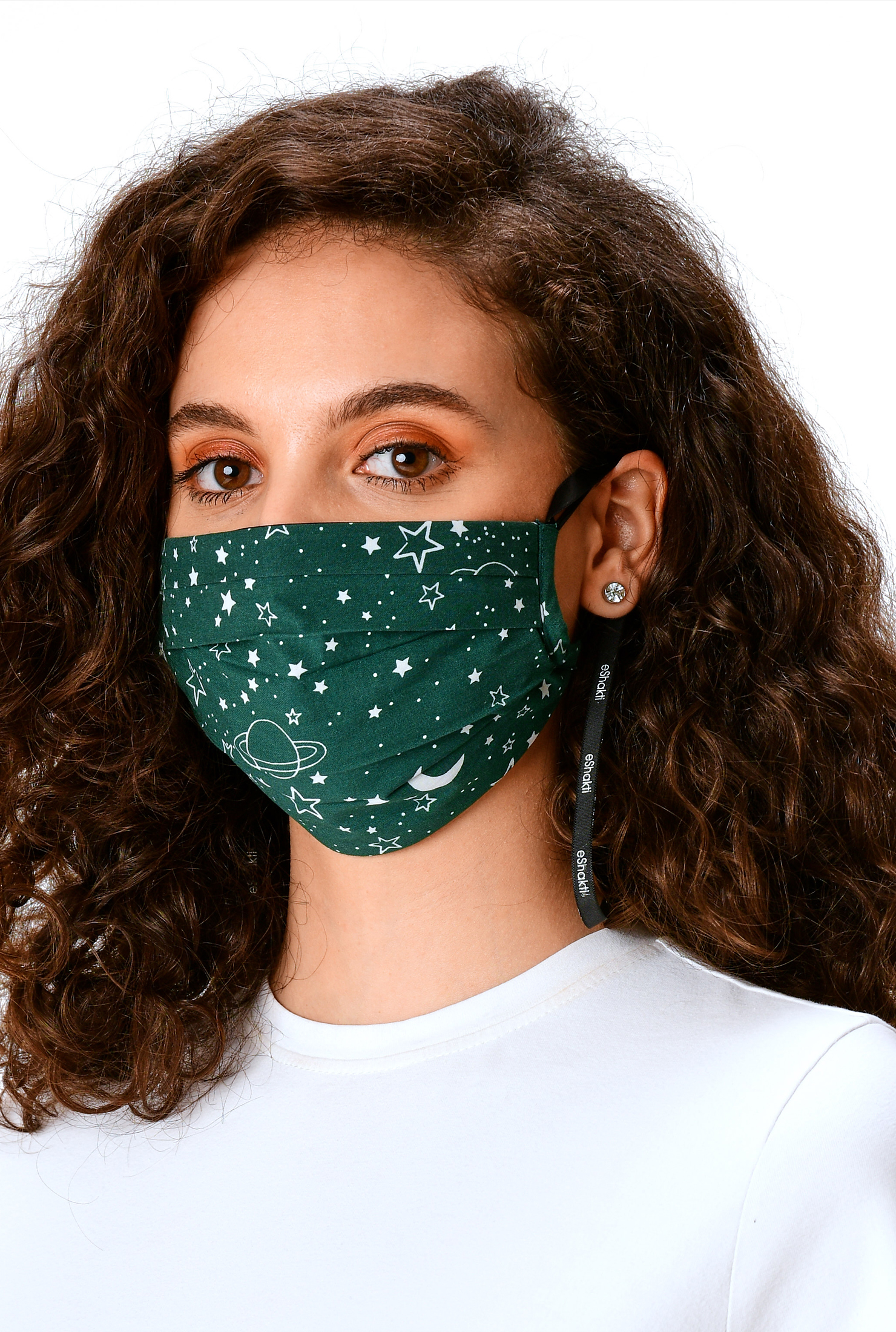Shop Galaxy print cotton poplin pleated face mask | eShakti