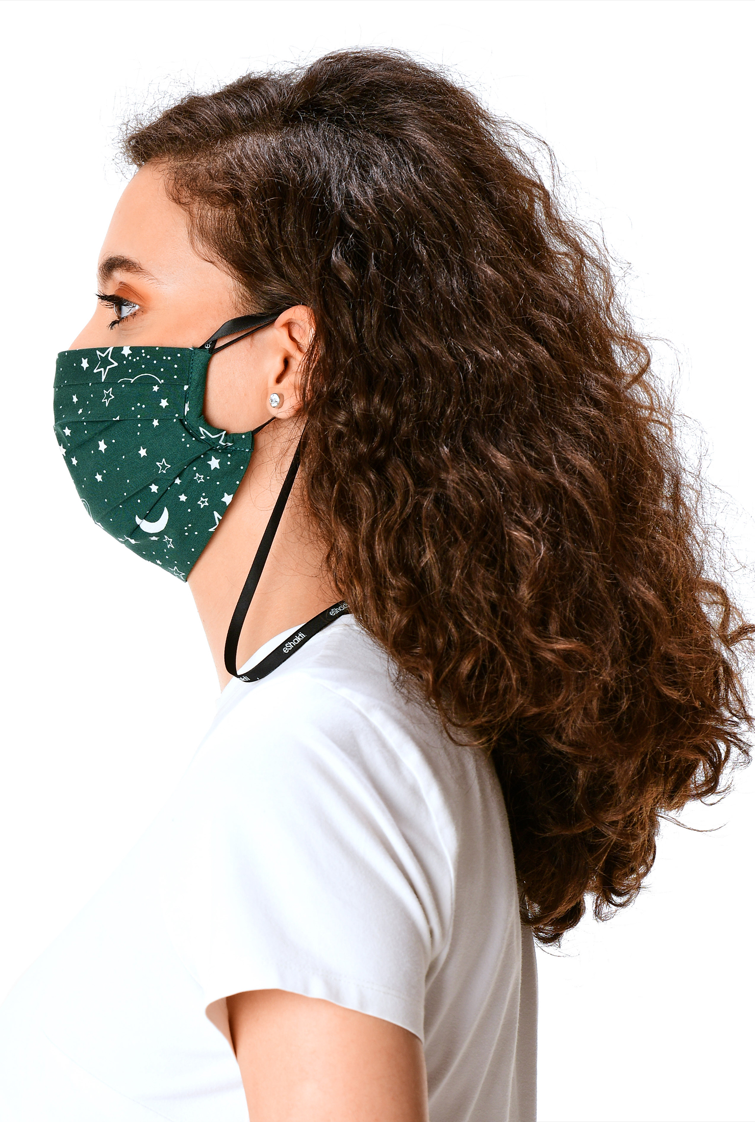 Shop Galaxy print cotton poplin pleated face mask | eShakti