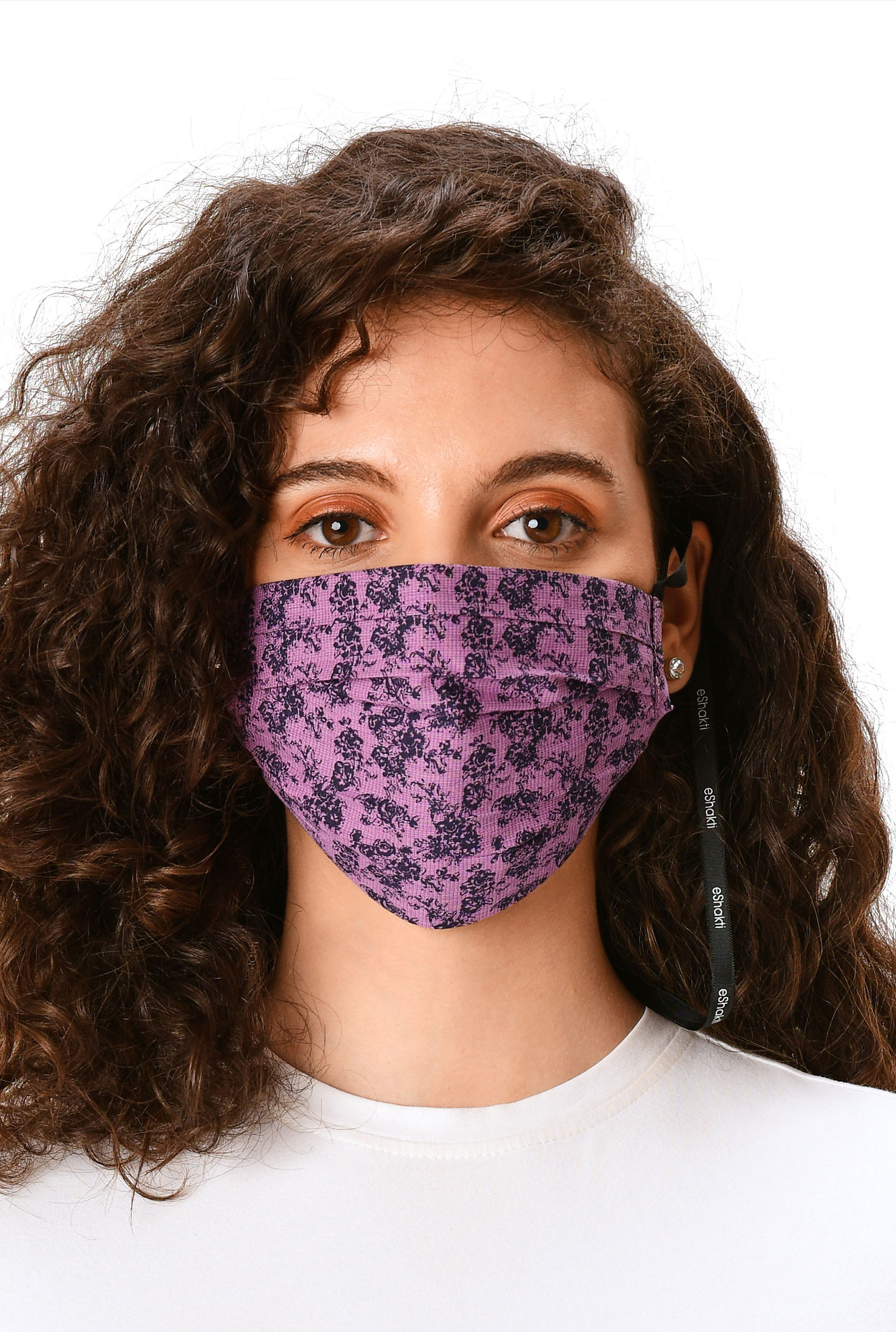 Shop Floral print matte cotton pleated face mask | eShakti