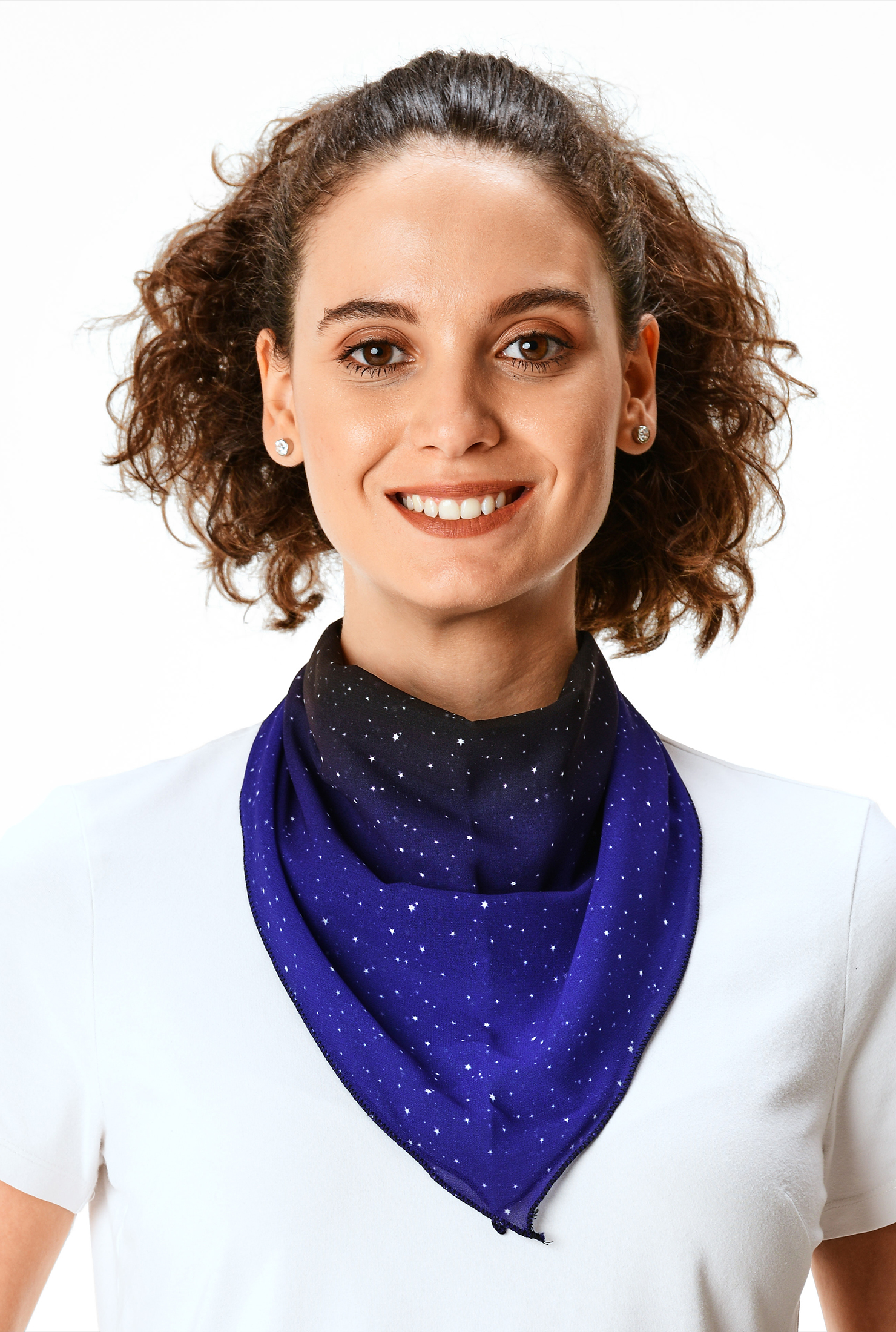 Shop Ombre star print georgette scarf mask | eShakti