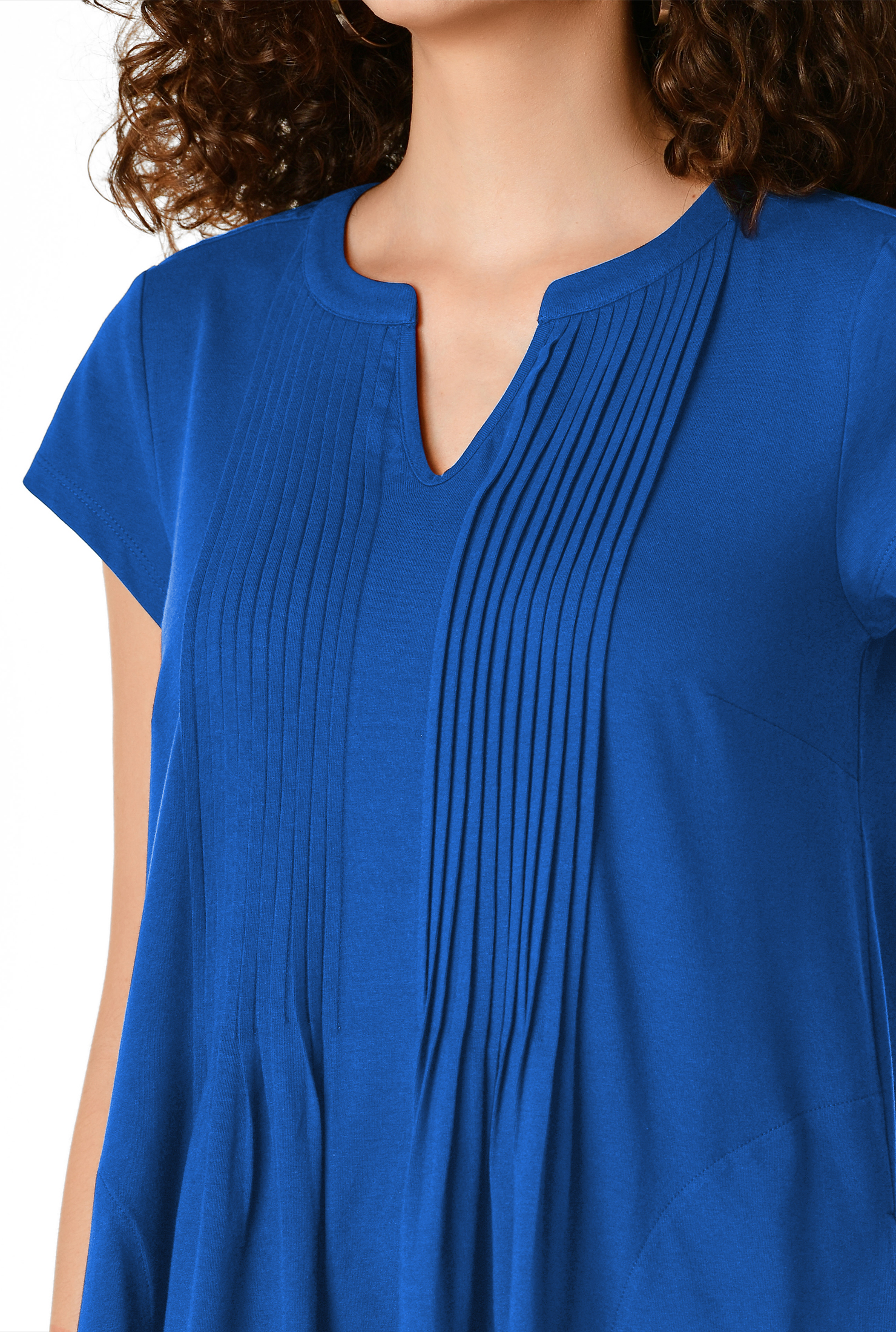 Shop Pintuck pleat cotton knit tunic dress | eShakti