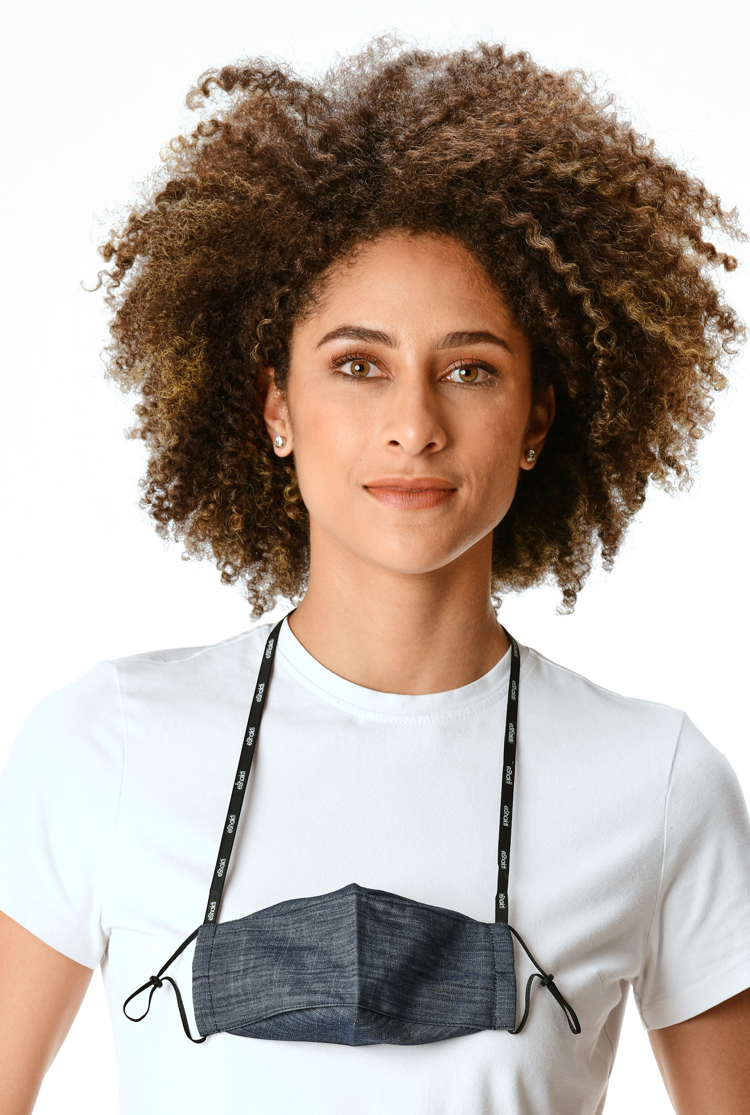 Shop Full cover cotton chambray shaped face mask | eShakti