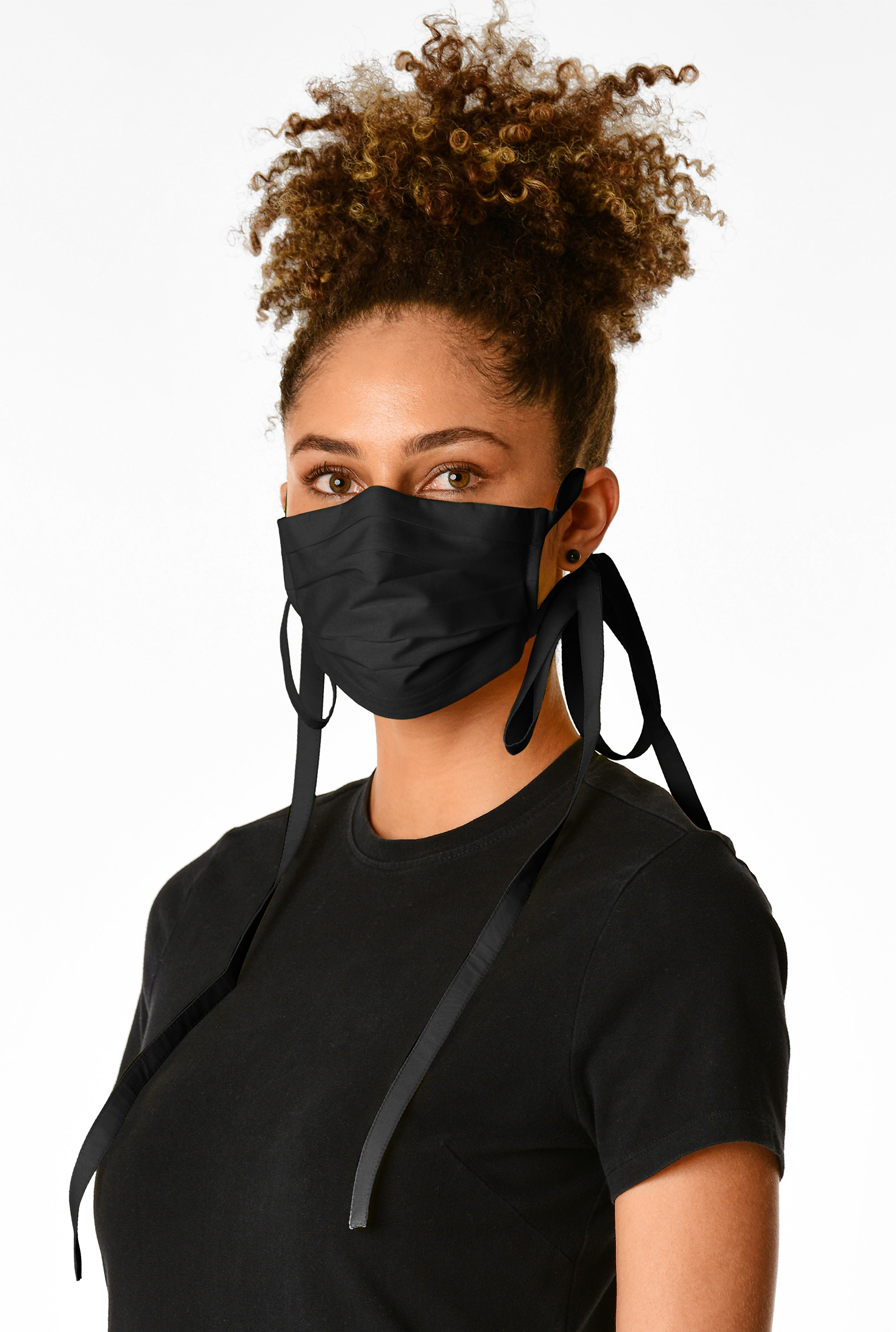 Shop Tie back cotton poplin pleated face mask | eShakti