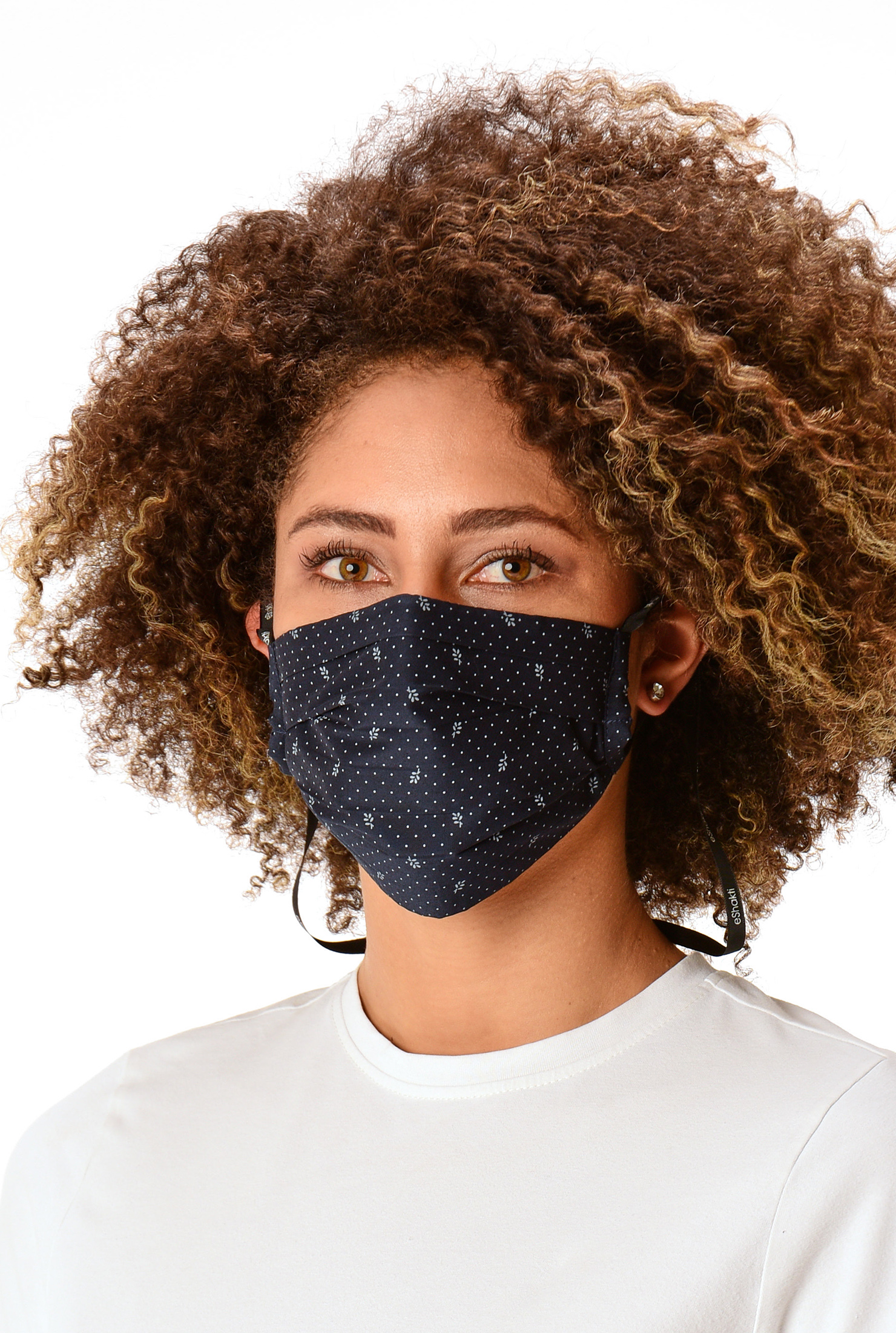 Shop Dot print cotton poplin pleated face mask | eShakti
