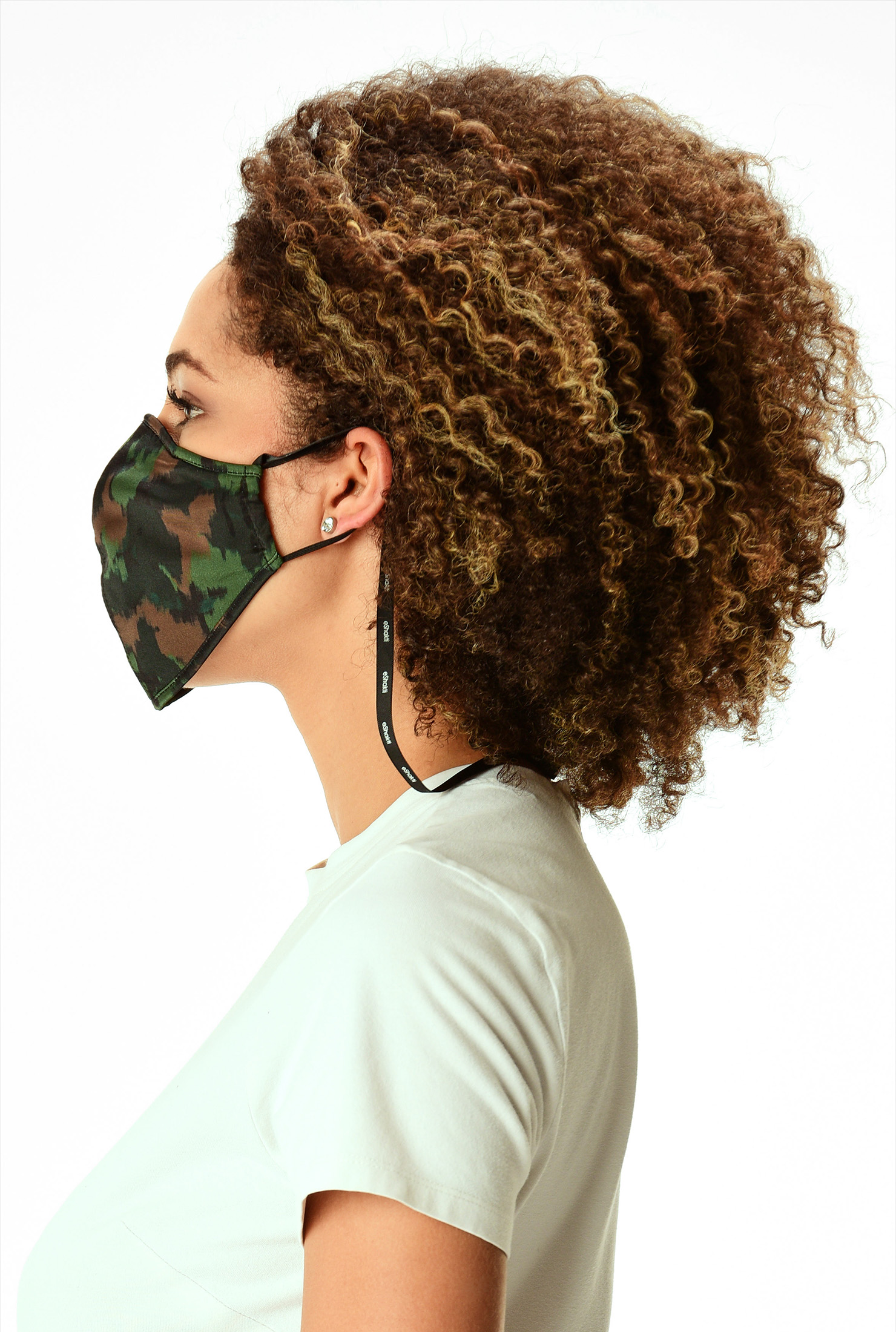 Shop Camo print satin shaped face mask | eShakti