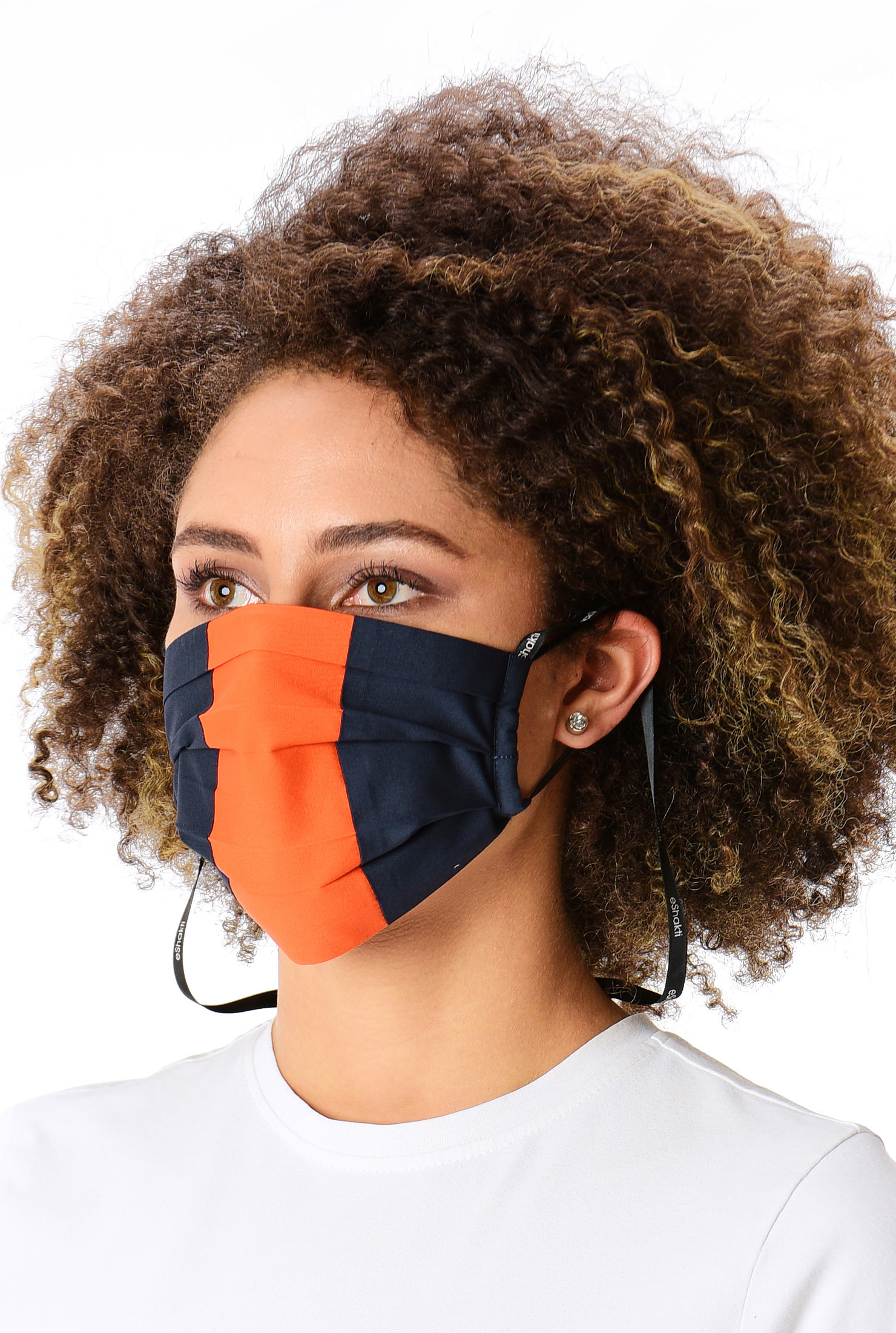 Shop Linear colorblock cotton poplin pleated face mask | eShakti