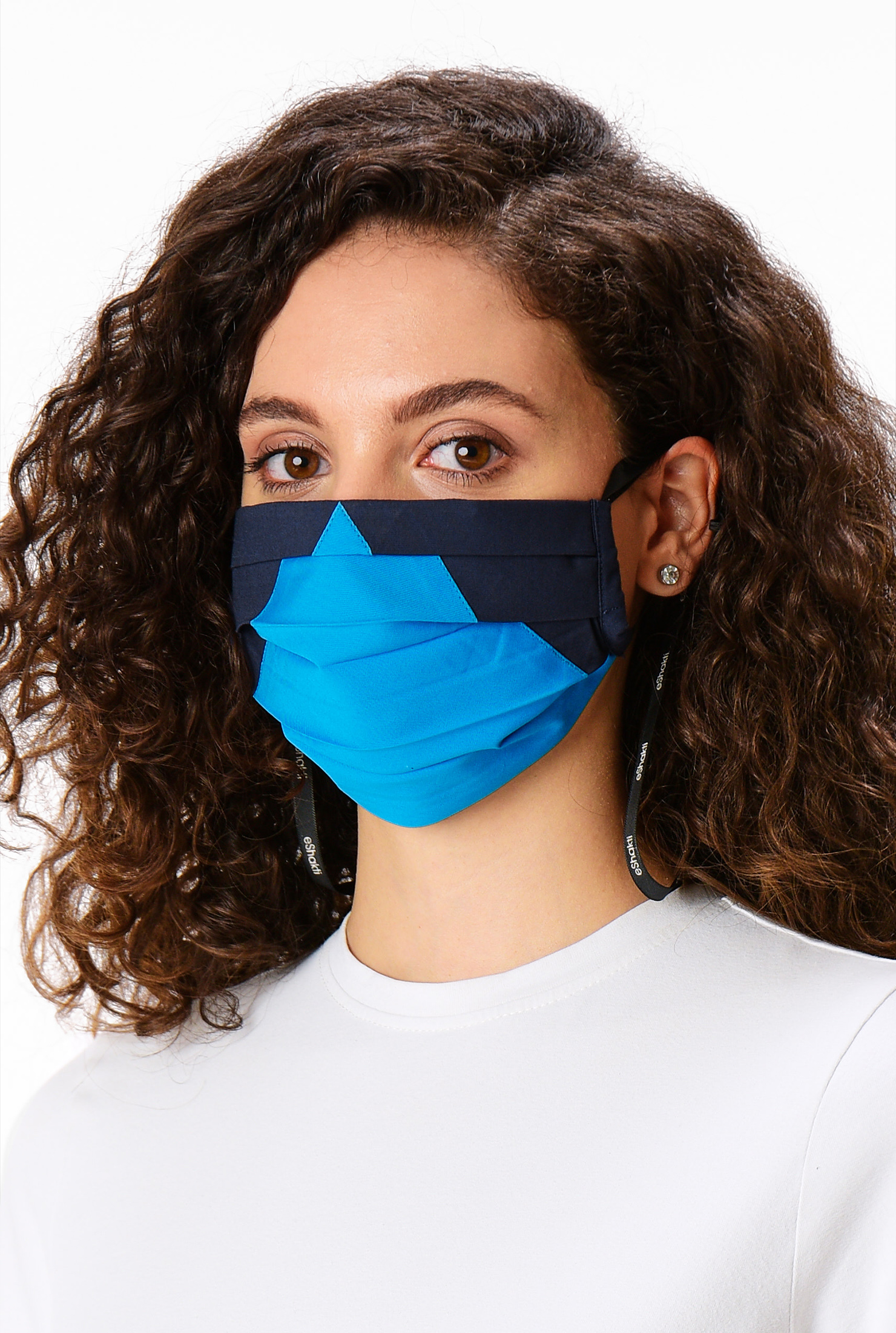 Shop Colorblock cotton poplin pleated face mask | eShakti