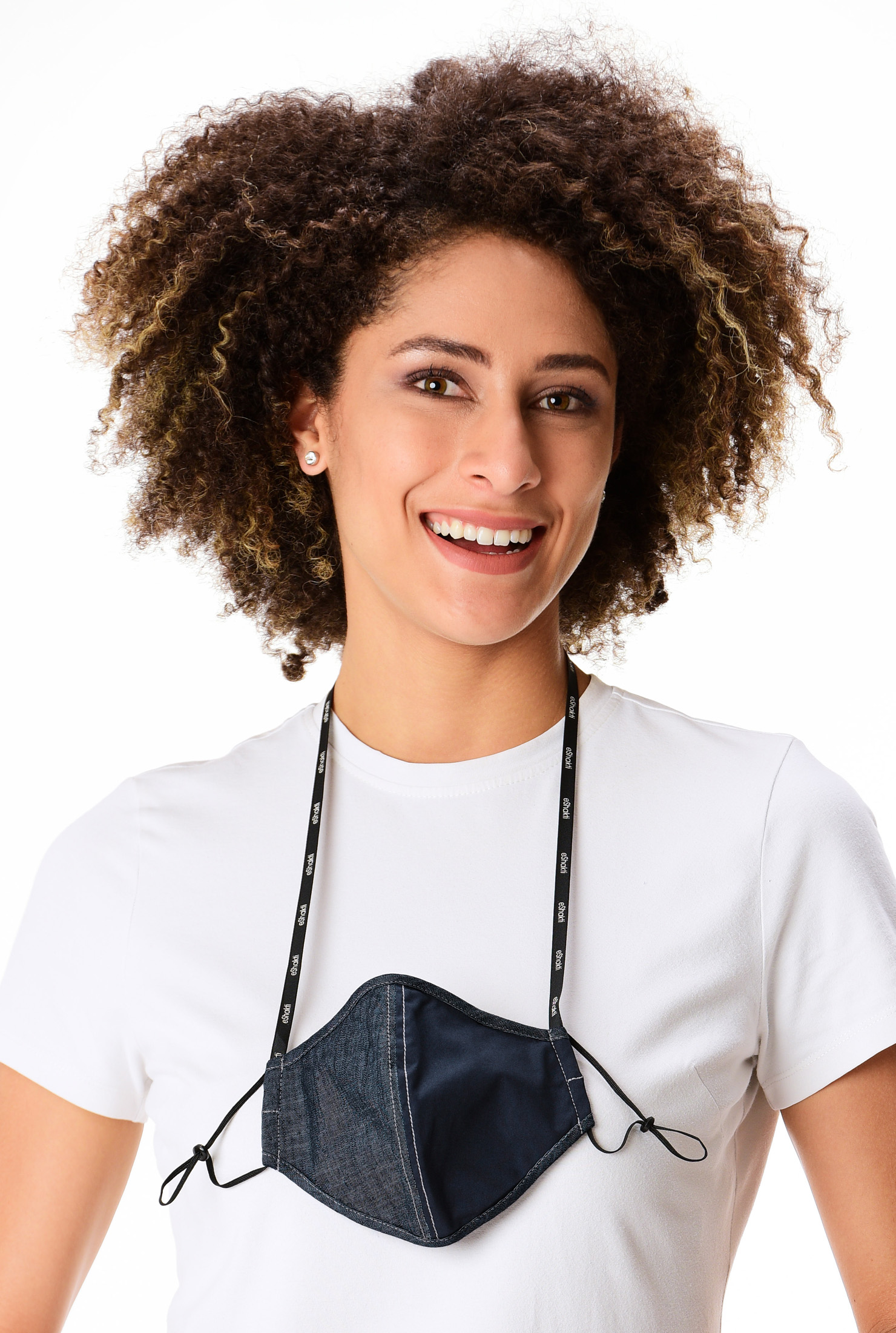 Shop Colorblock cotton chambray and poplin shaped face mask | eShakti