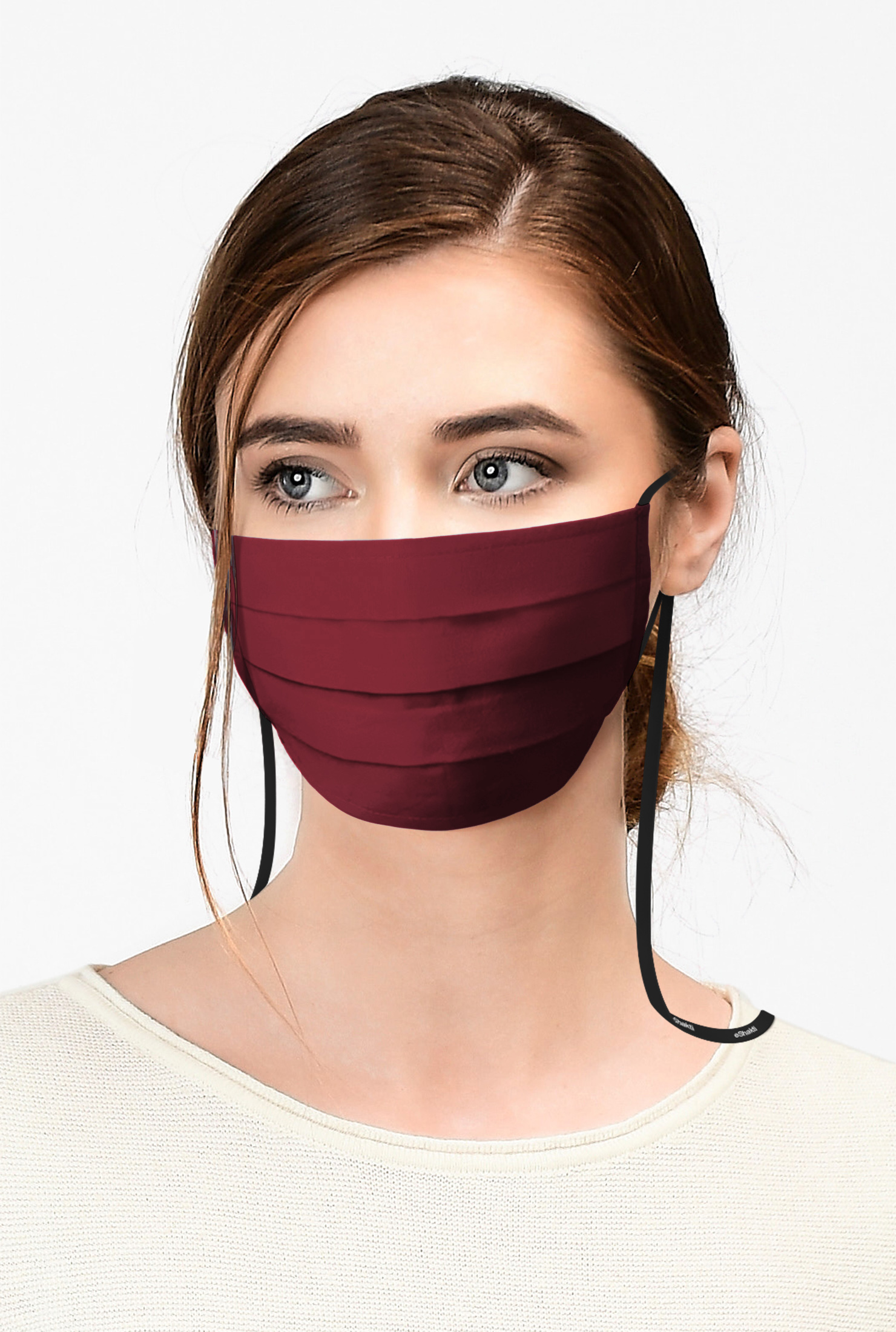 Shop Cotton poplin pleated face mask | eShakti